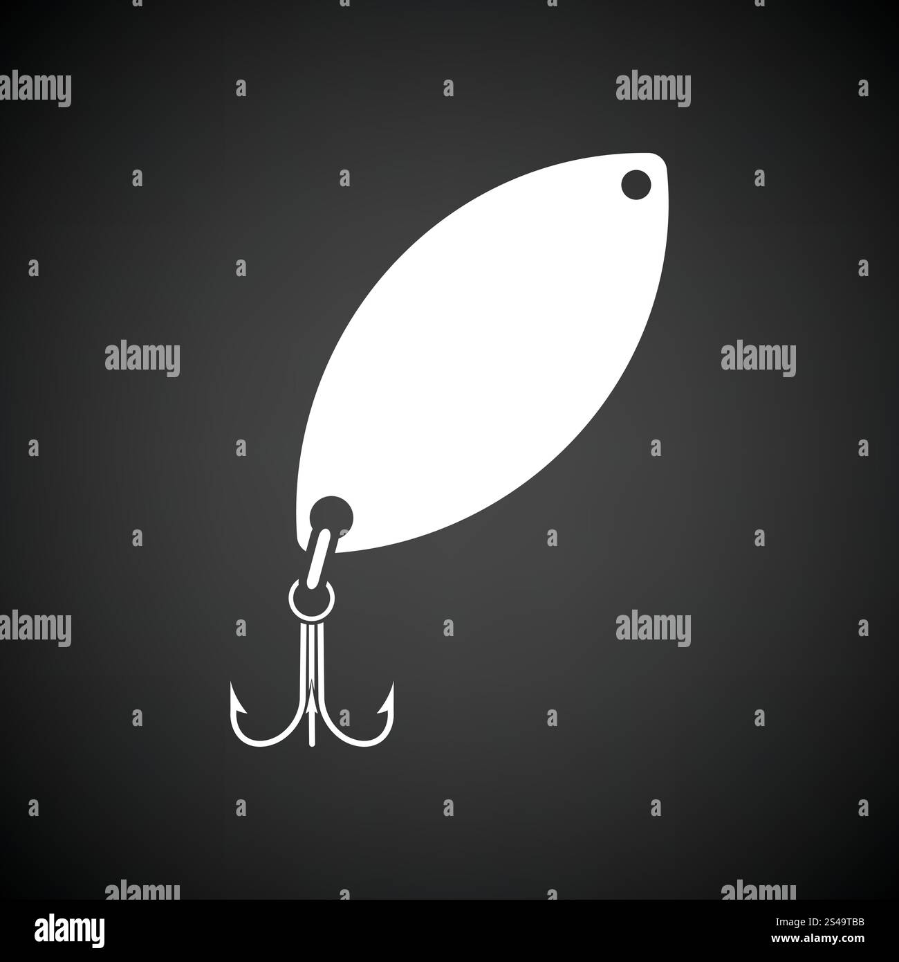 Icon of Fishing spoon. Black background with white. Vector illustration ...
