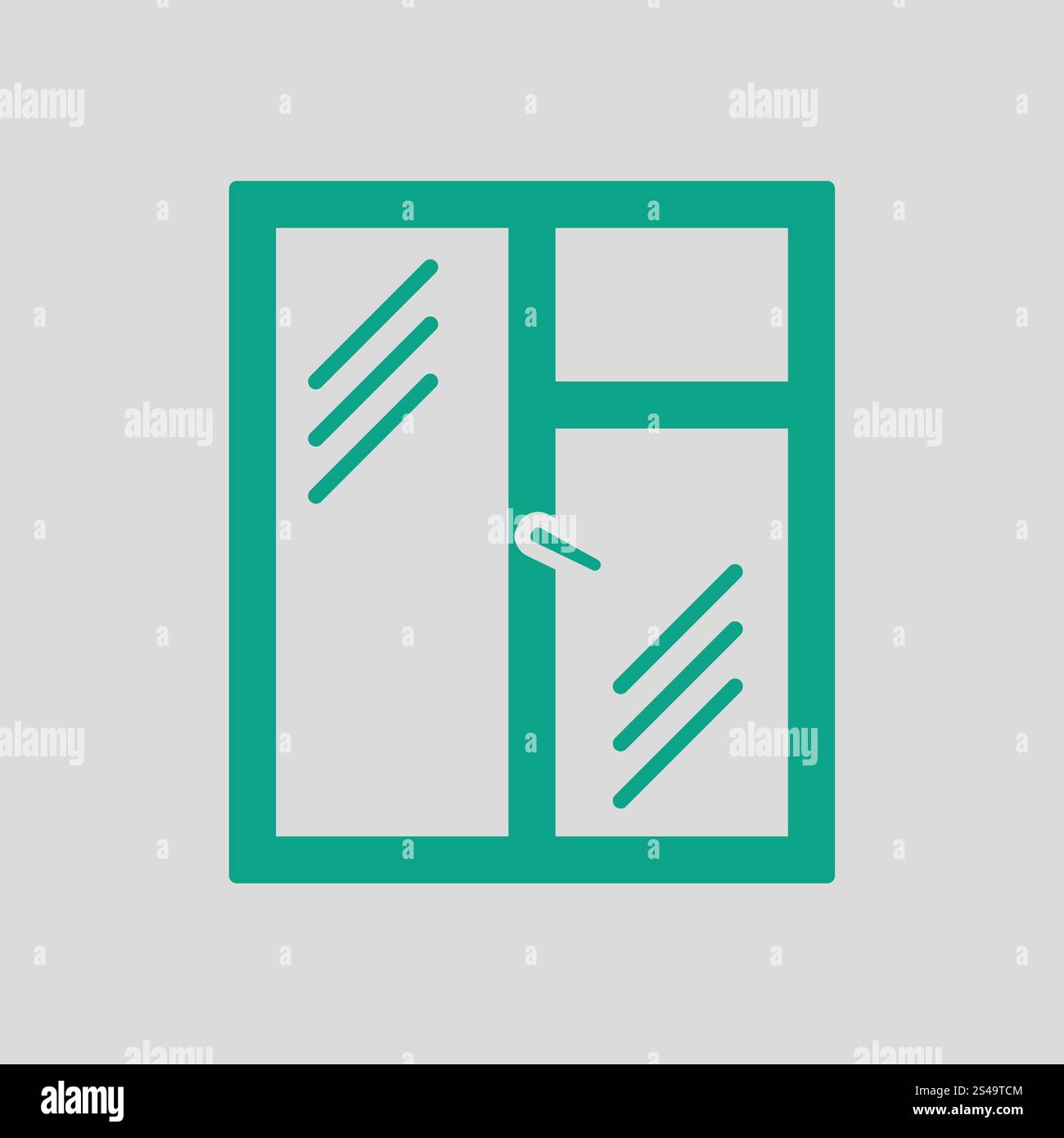 Icon of closed window frame. Gray background with green. Vector ...