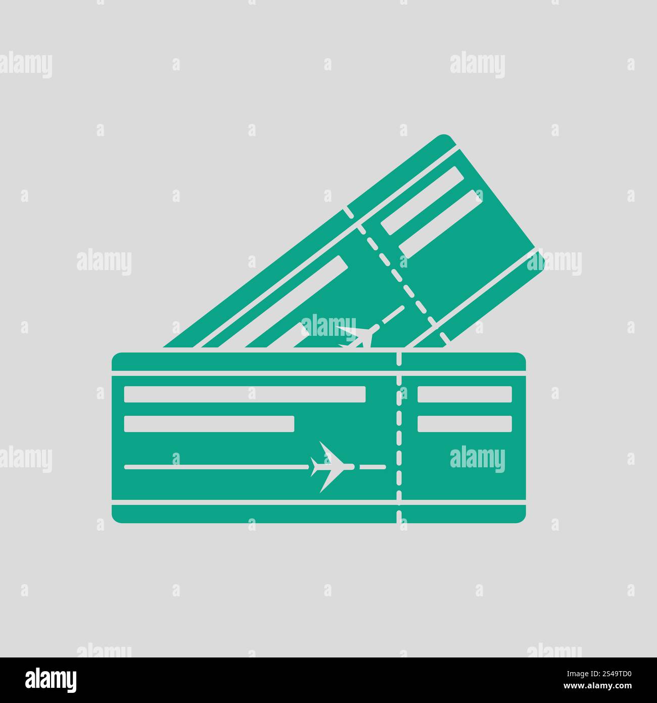 Two airplane tickets icon. Gray background with green. Vector ...