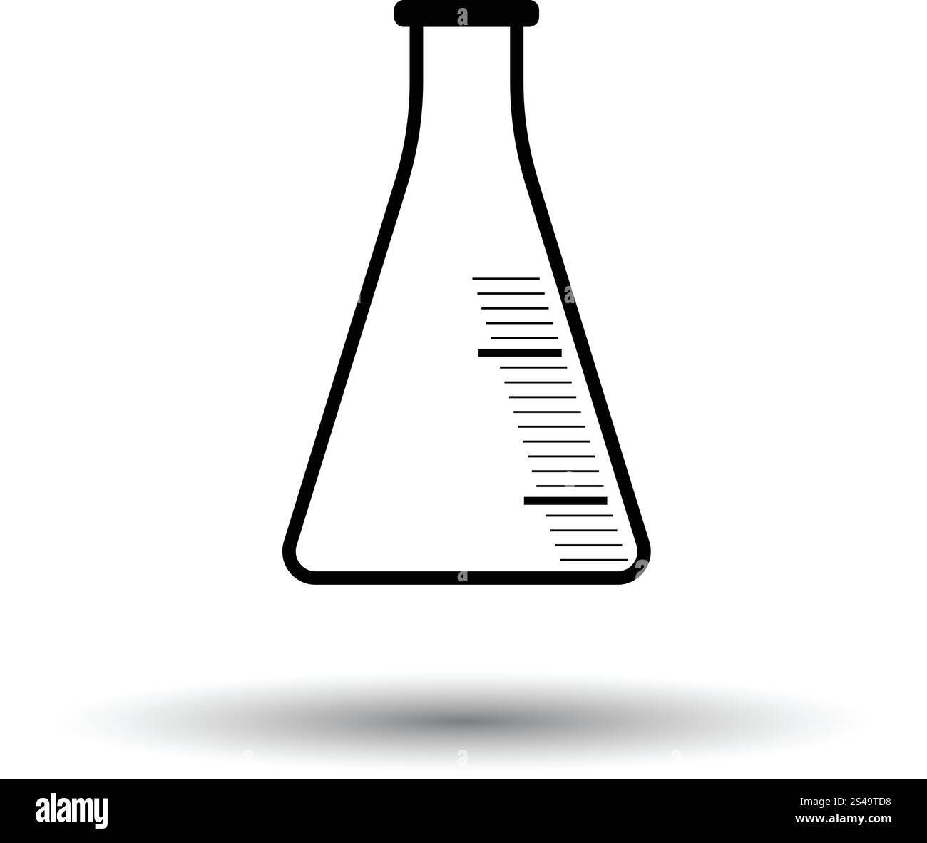 Icon of chemistry cone flask. White background with shadow design ...