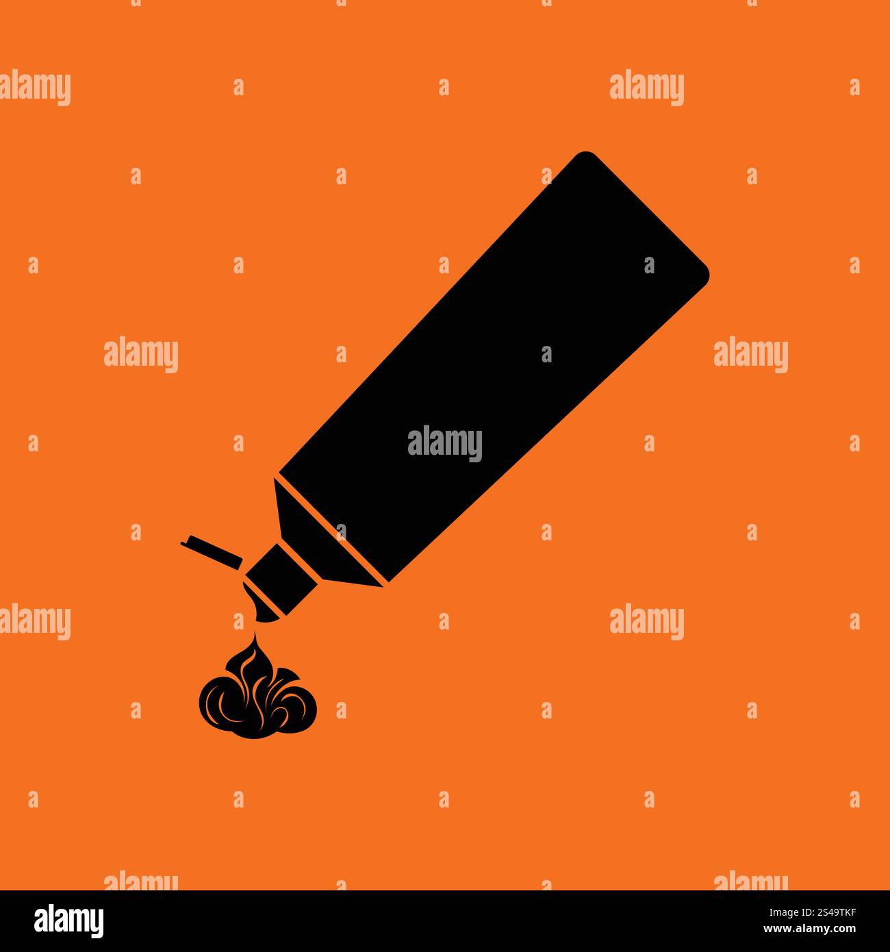 Toothpaste tube icon. Orange background with black. Vector illustration ...