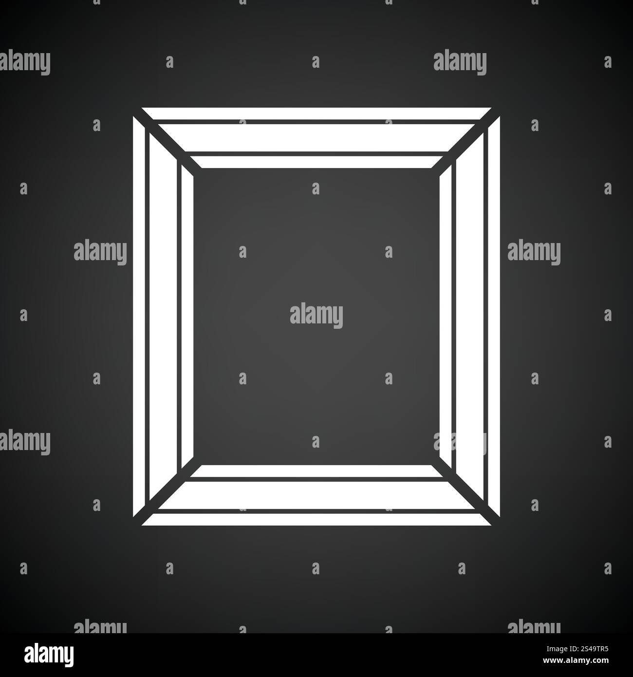 Picture frame icon. Black background with white. Vector illustration ...