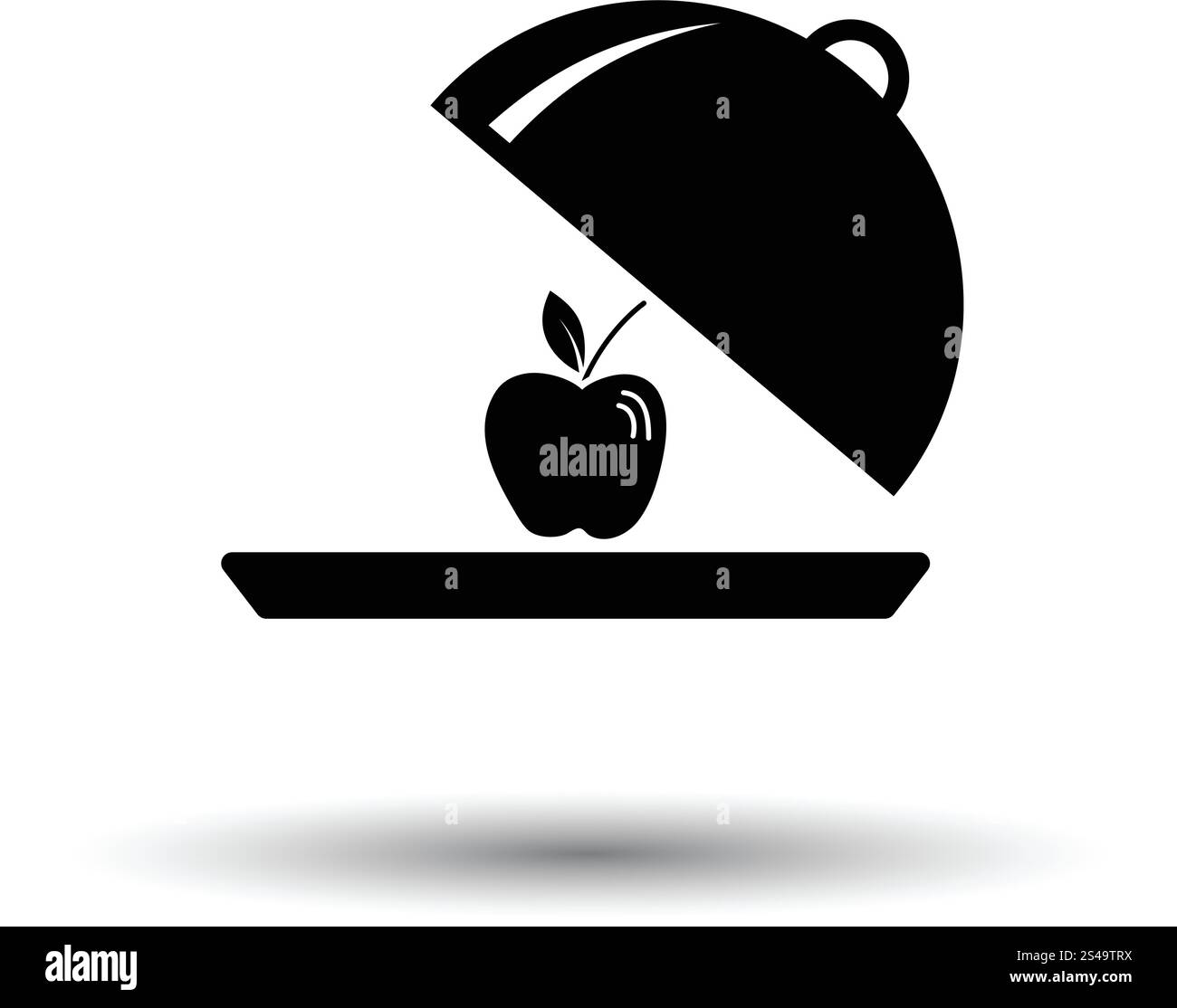 Apple inside cloche icon. White background with shadow design. Vector ...
