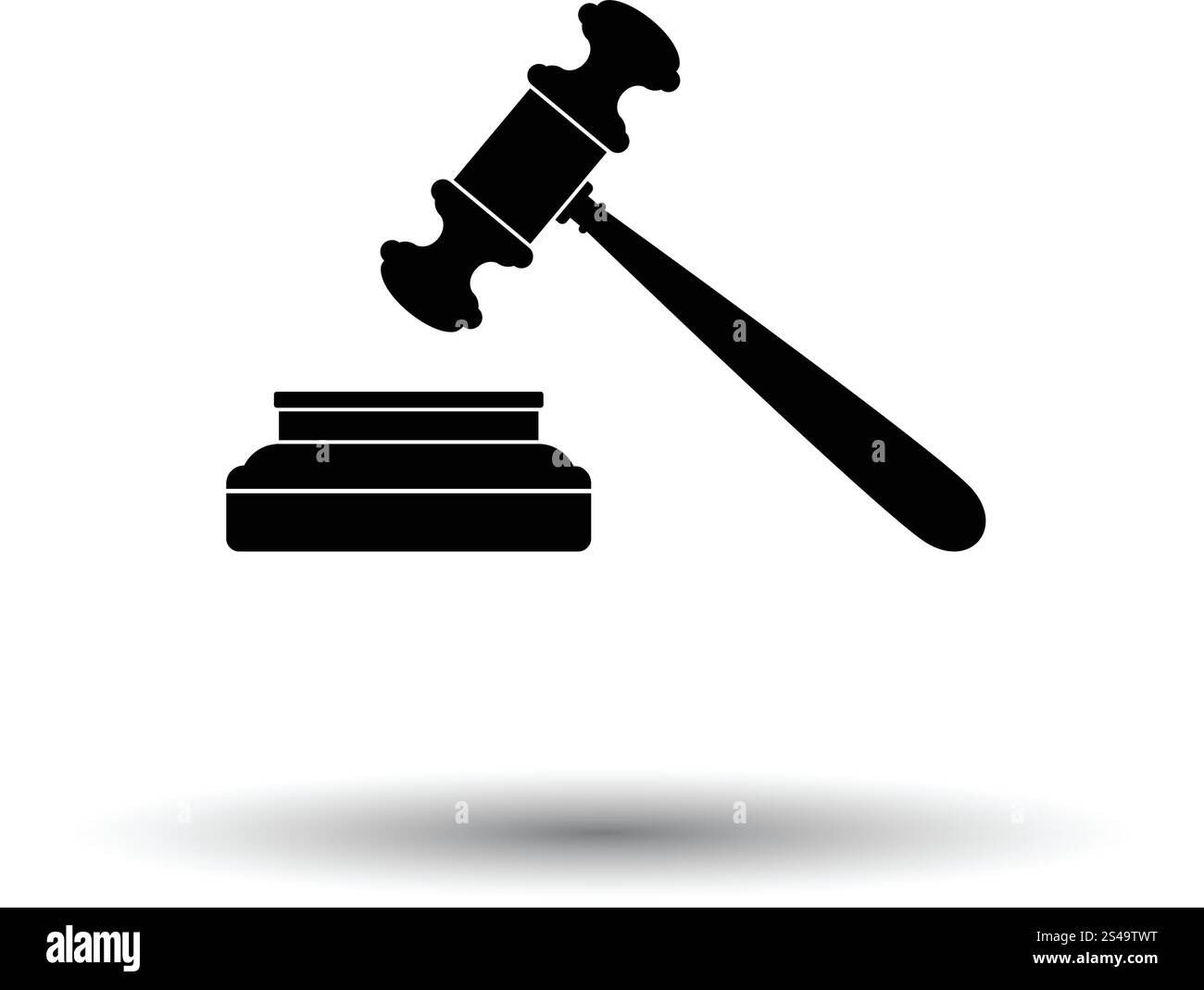Judge hammer icon. White background with shadow design. Vector ...