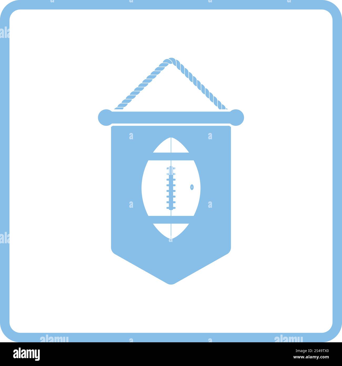 American football pennant icon. Blue frame design. Vector illustration ...