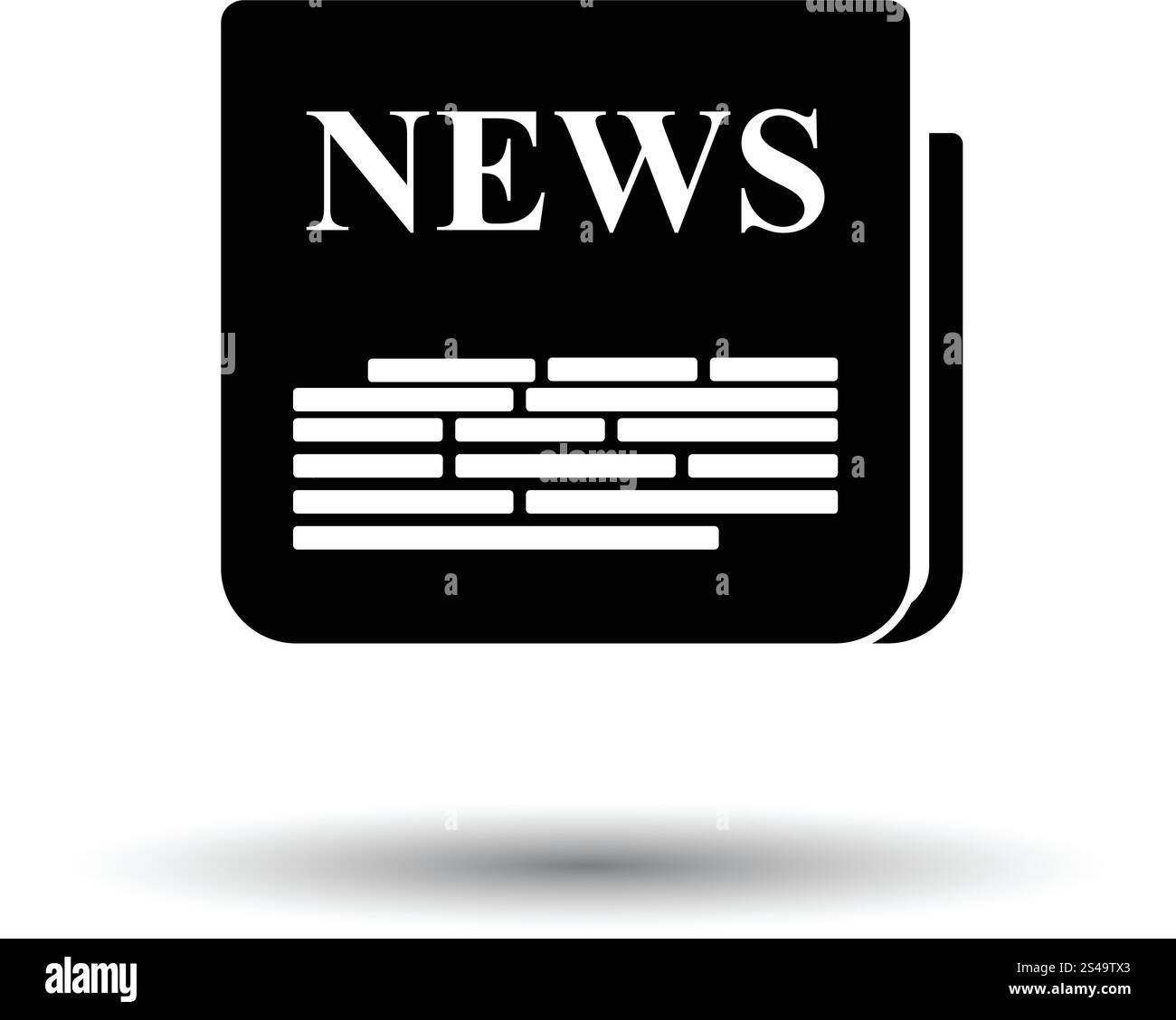 Newspaper icon. White background with shadow design. Vector ...