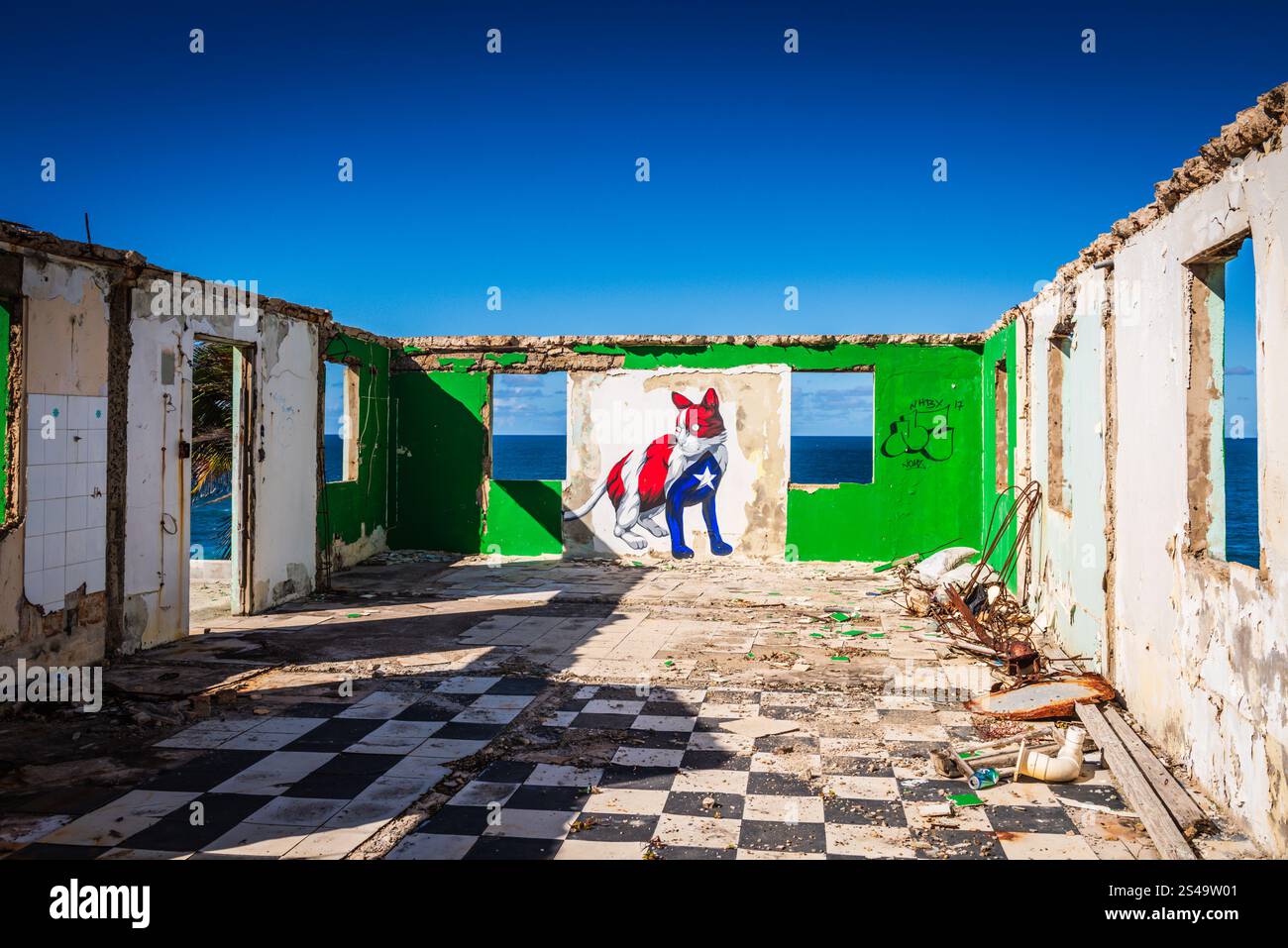 San Juan, Puerto Rico - February 27, 2018: Hurricane damage at La Perla ...
