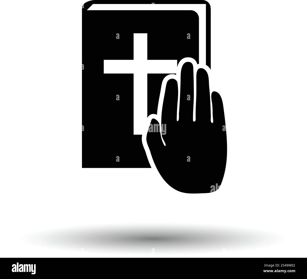 Hand on Bible icon. White background with shadow design. Vector ...