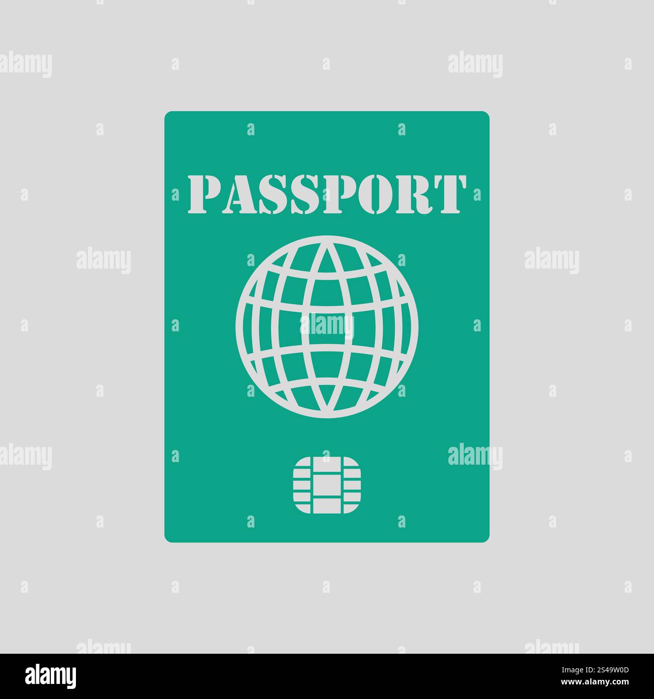 Passport with chip icon. Gray background with green. Vector ...