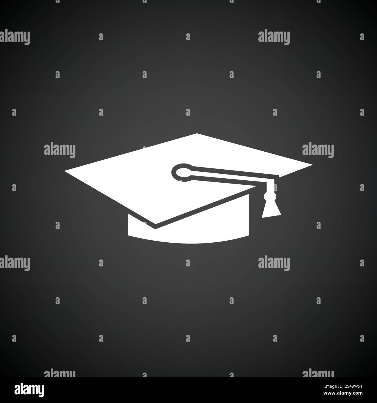 Graduation cap icon. Black background with white. Vector illustration ...