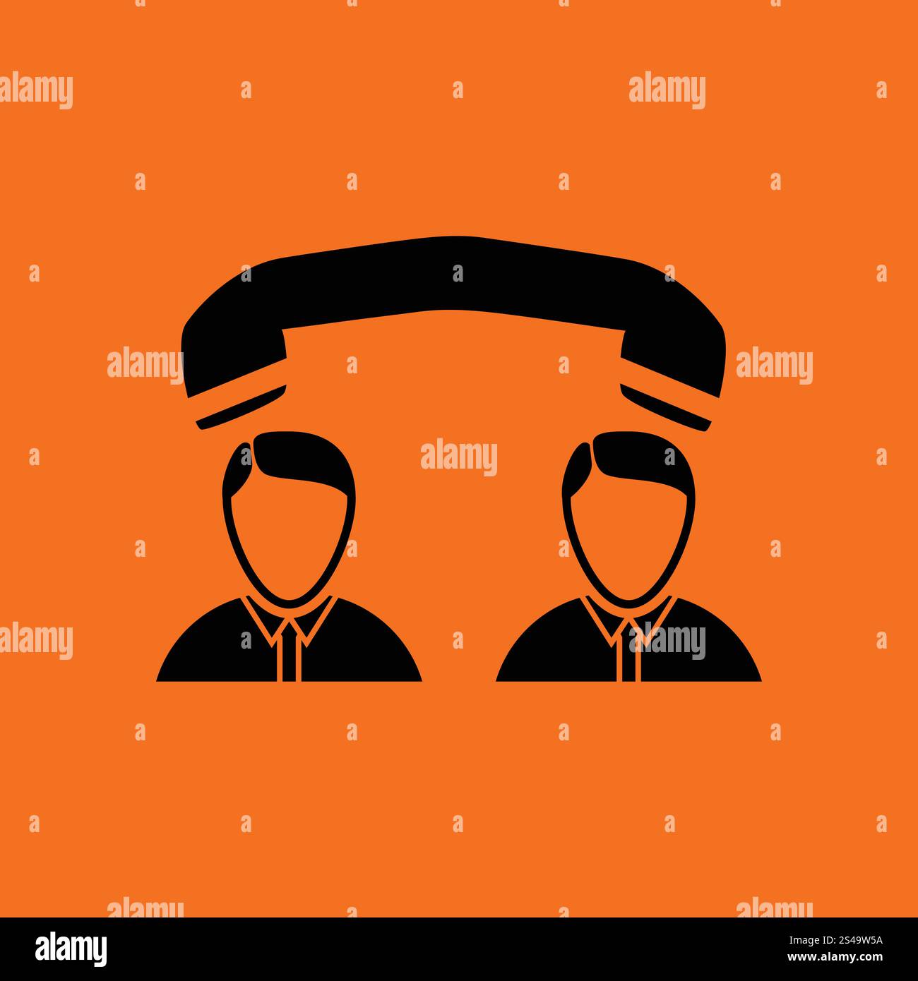 Telephone conversation icon. Orange background with black. Vector ...