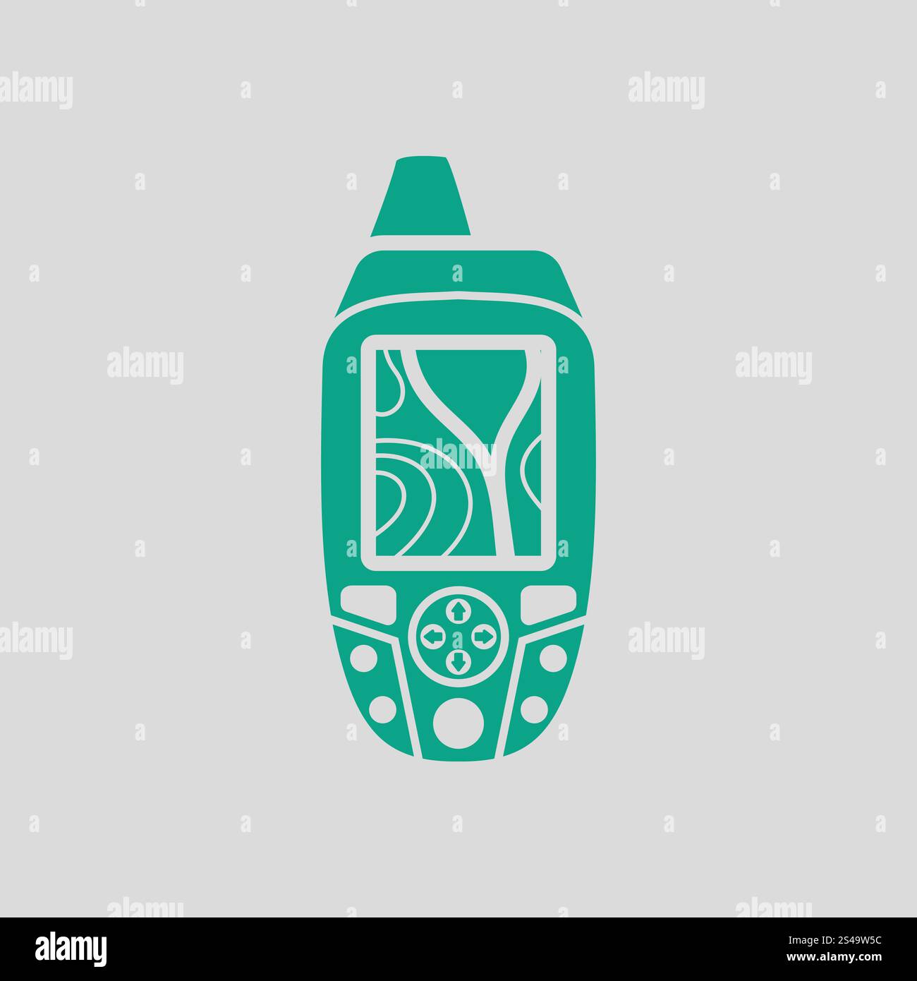 Portable GPS device icon. Gray background with green. Vector ...