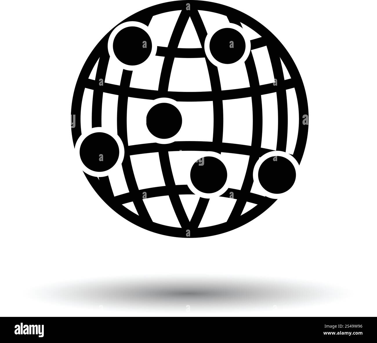 Globe connection point icon. White background with shadow design ...