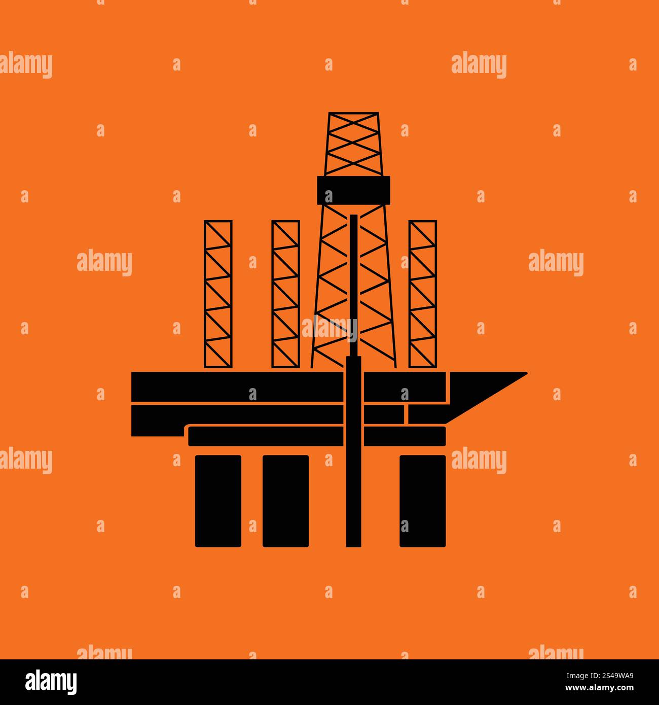 Oil sea platform icon. Orange background with black. Vector ...