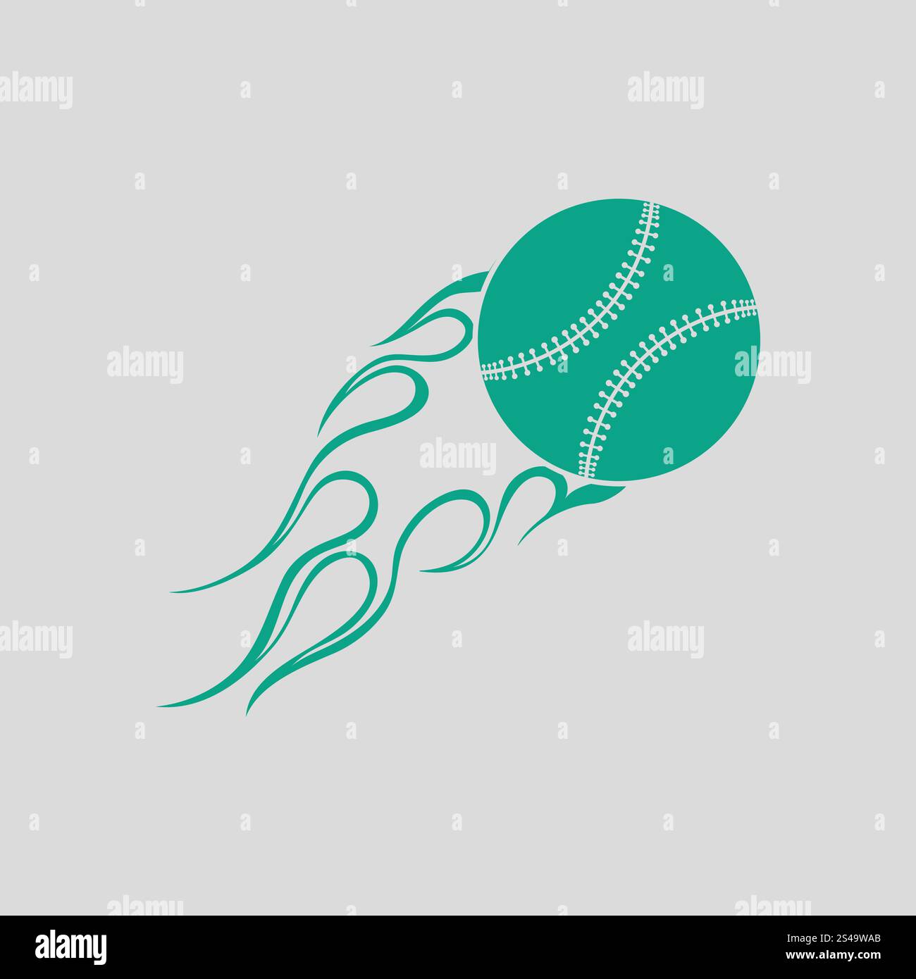 Baseball fire ball icon. Gray background with green. Vector ...