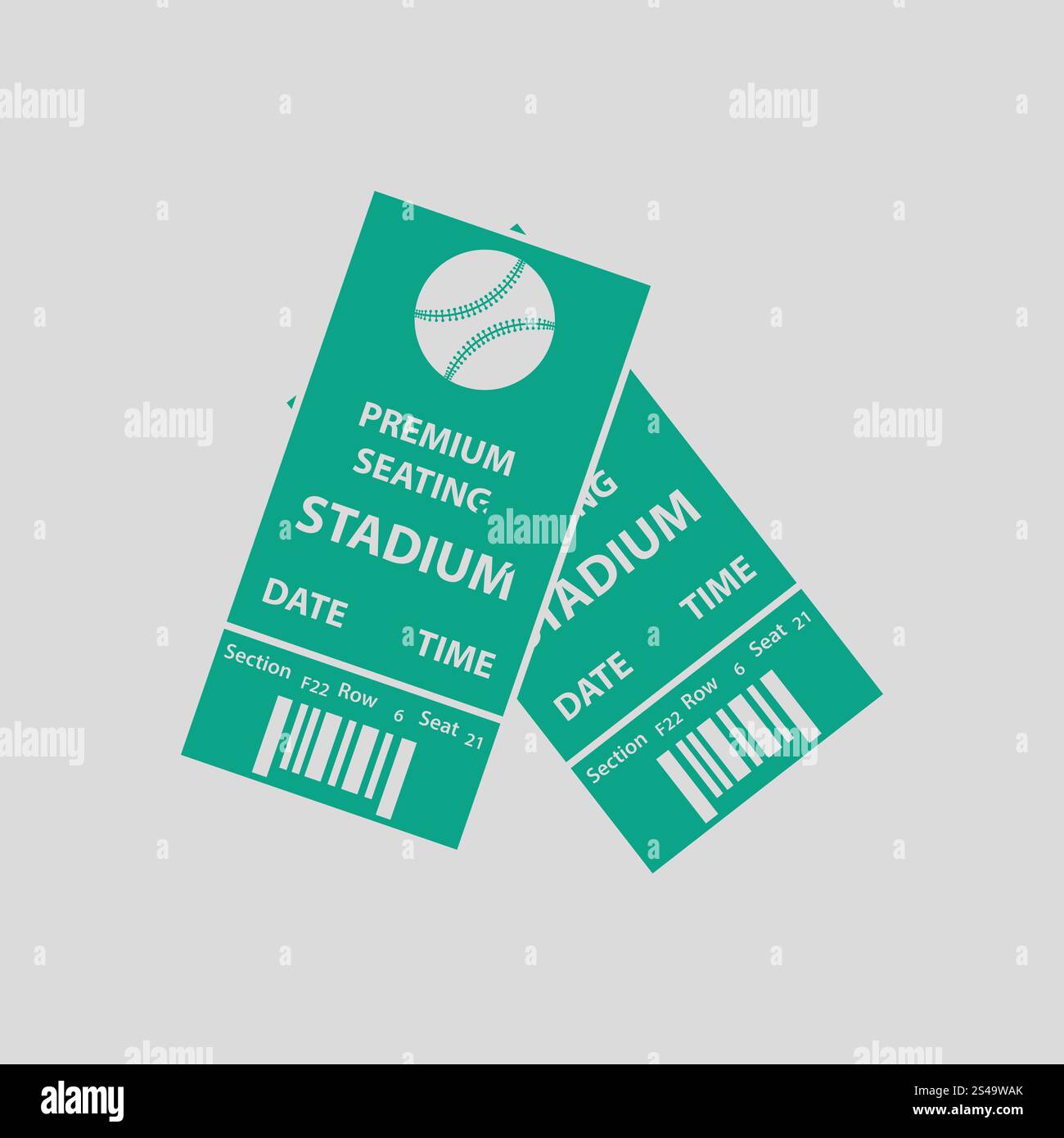 Baseball tickets icon. Gray background with green. Vector illustration ...