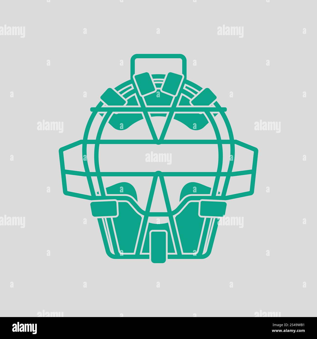 Baseball face protector icon. Gray background with green. Vector ...