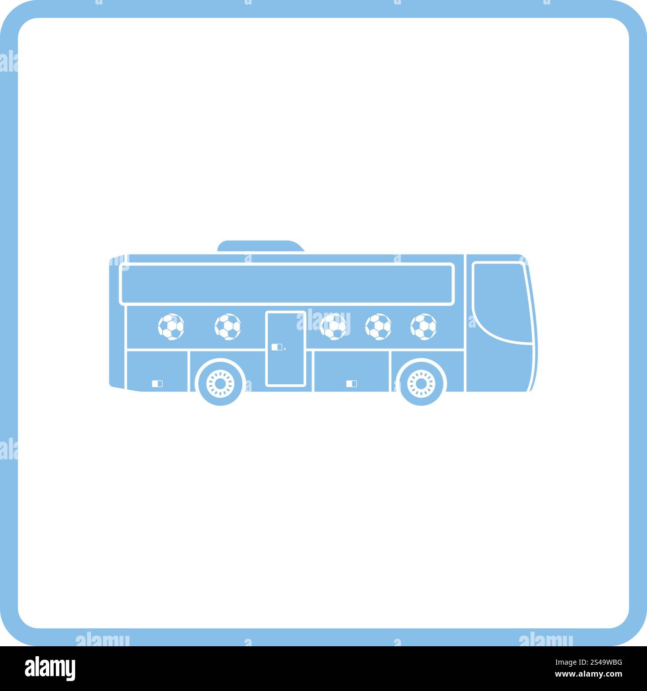 Football fan bus icon. Blue frame design. Vector illustration Stock ...
