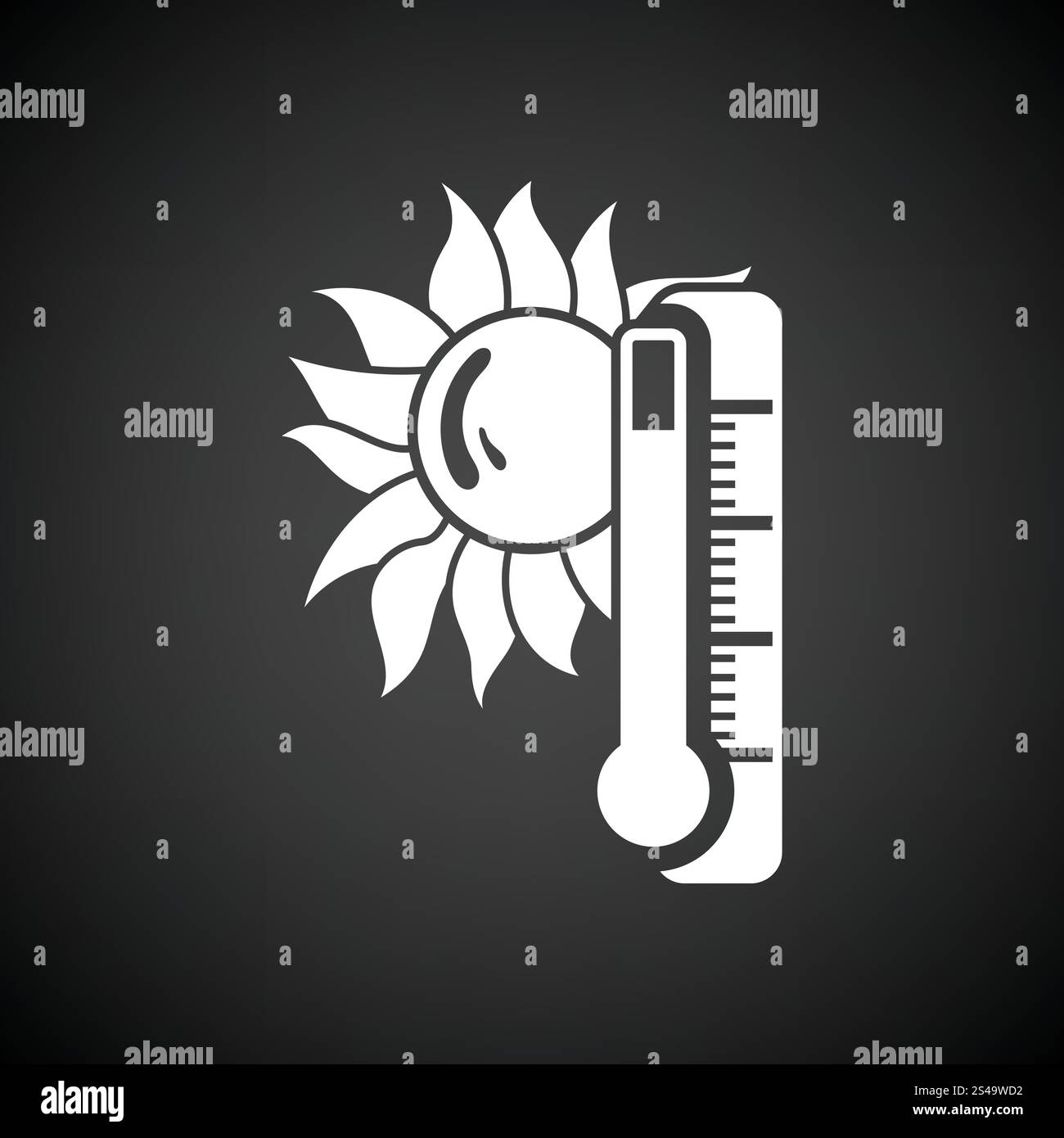 Summer heat icon. Black background with white. Vector illustration ...