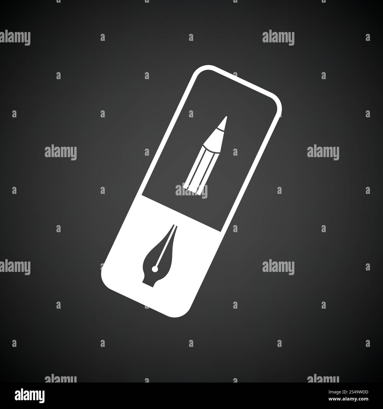 Eraser icon. Black background with white. Vector illustration Stock ...