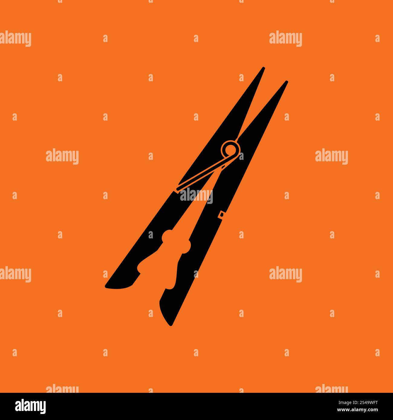 Cloth peg icon. Orange background with black. Vector illustration Stock ...