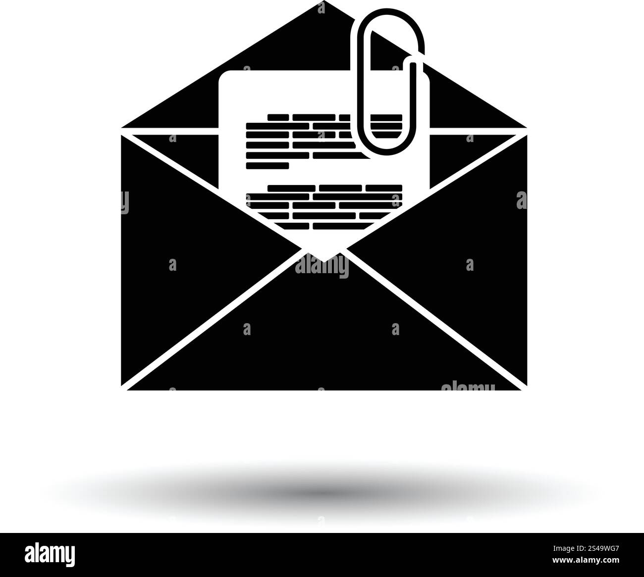 Mail with attachment icon. White background with shadow design. Vector ...