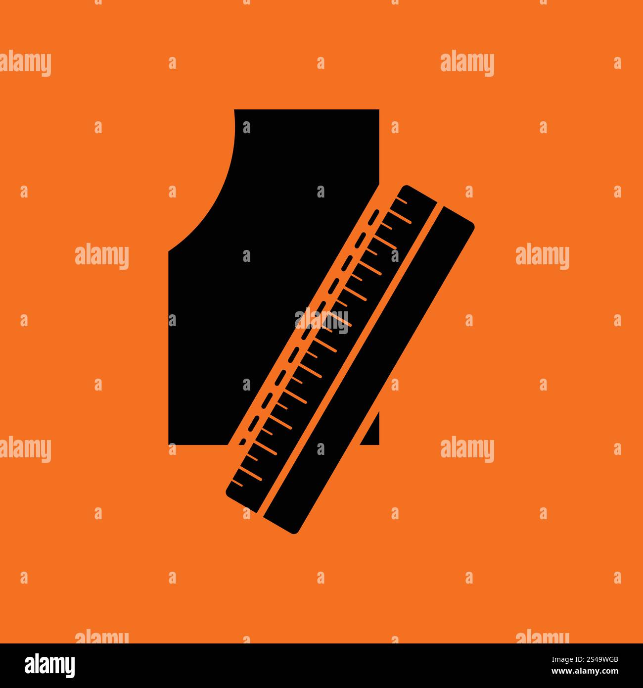 Sewing pattern icon. Orange background with black. Vector illustration ...