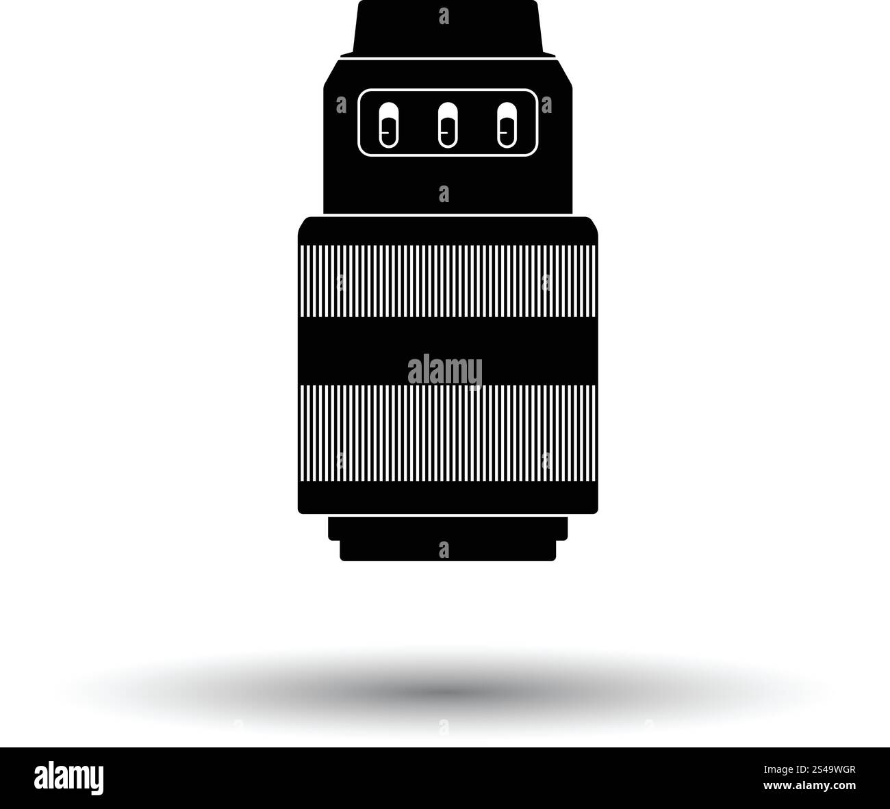 Icon of photo camera zoom lens. White background with shadow design ...