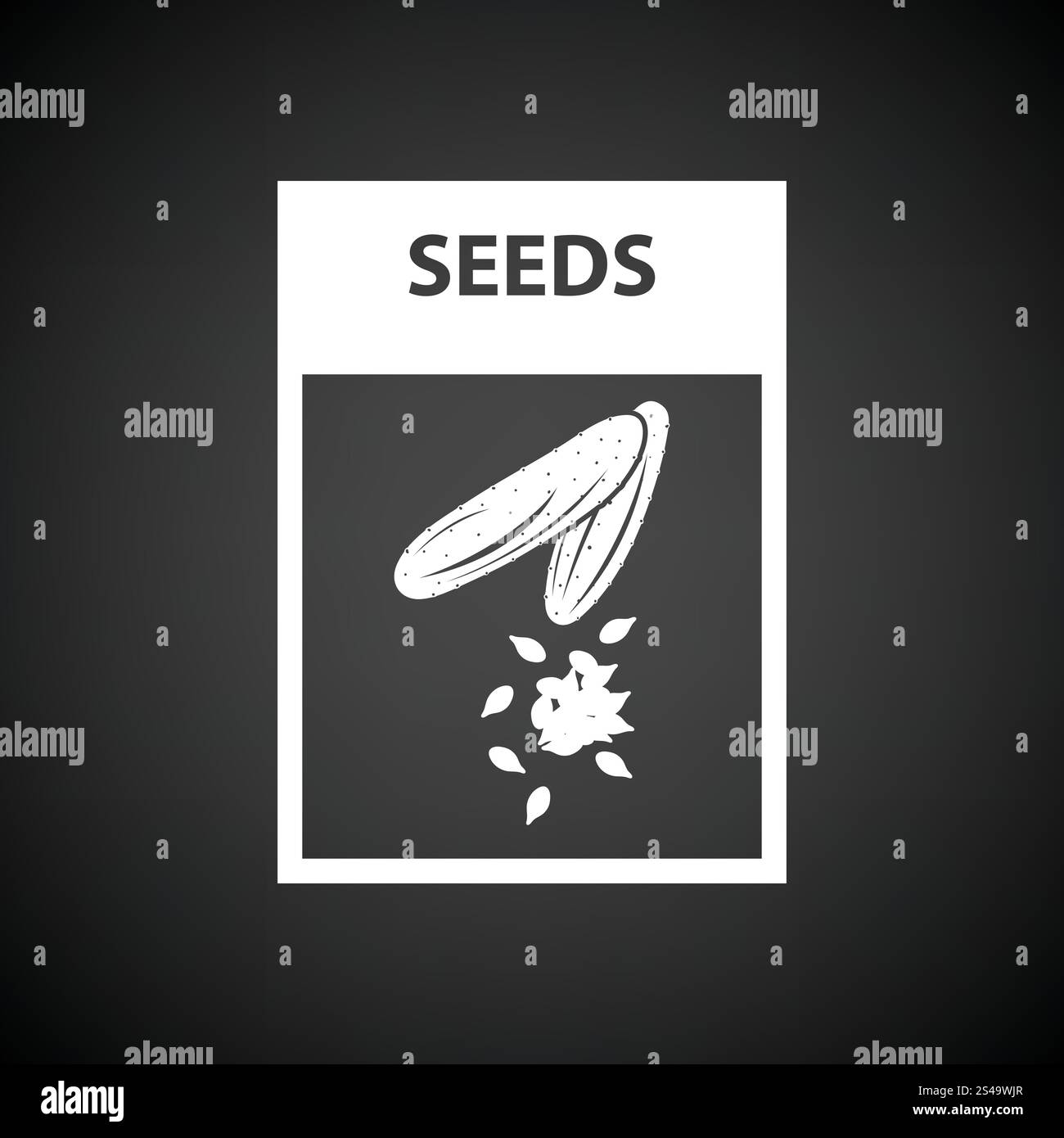 Seed pack icon. Black background with white. Vector illustration Stock ...