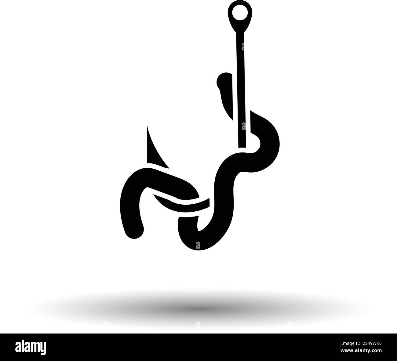 Icon of worm on hook. White background with shadow design. Vector illustration Stock Vector ...