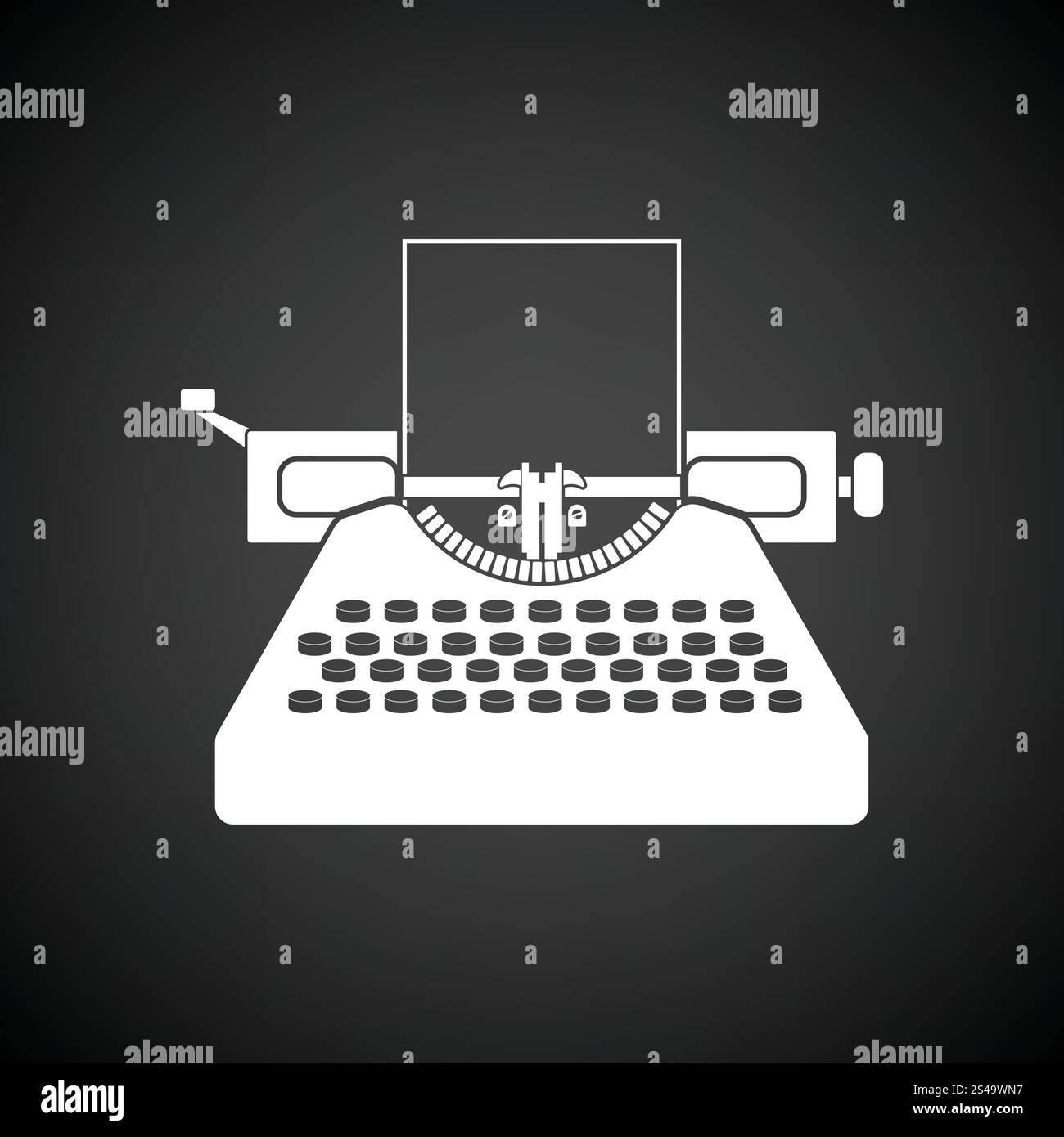 Typewriter icon. Black background with white. Vector illustration Stock ...