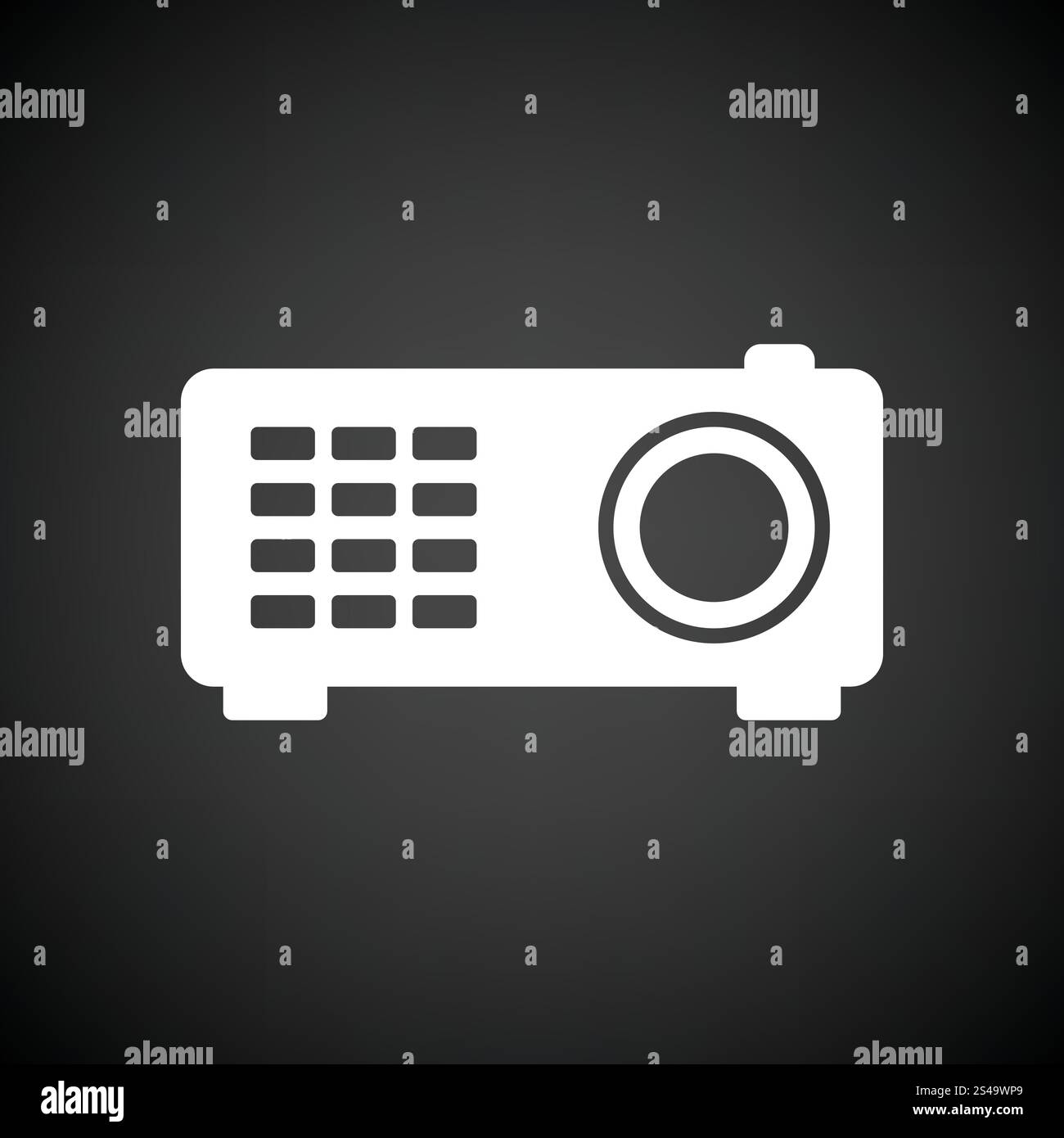 Video projector icon. Black background with white. Vector illustration ...