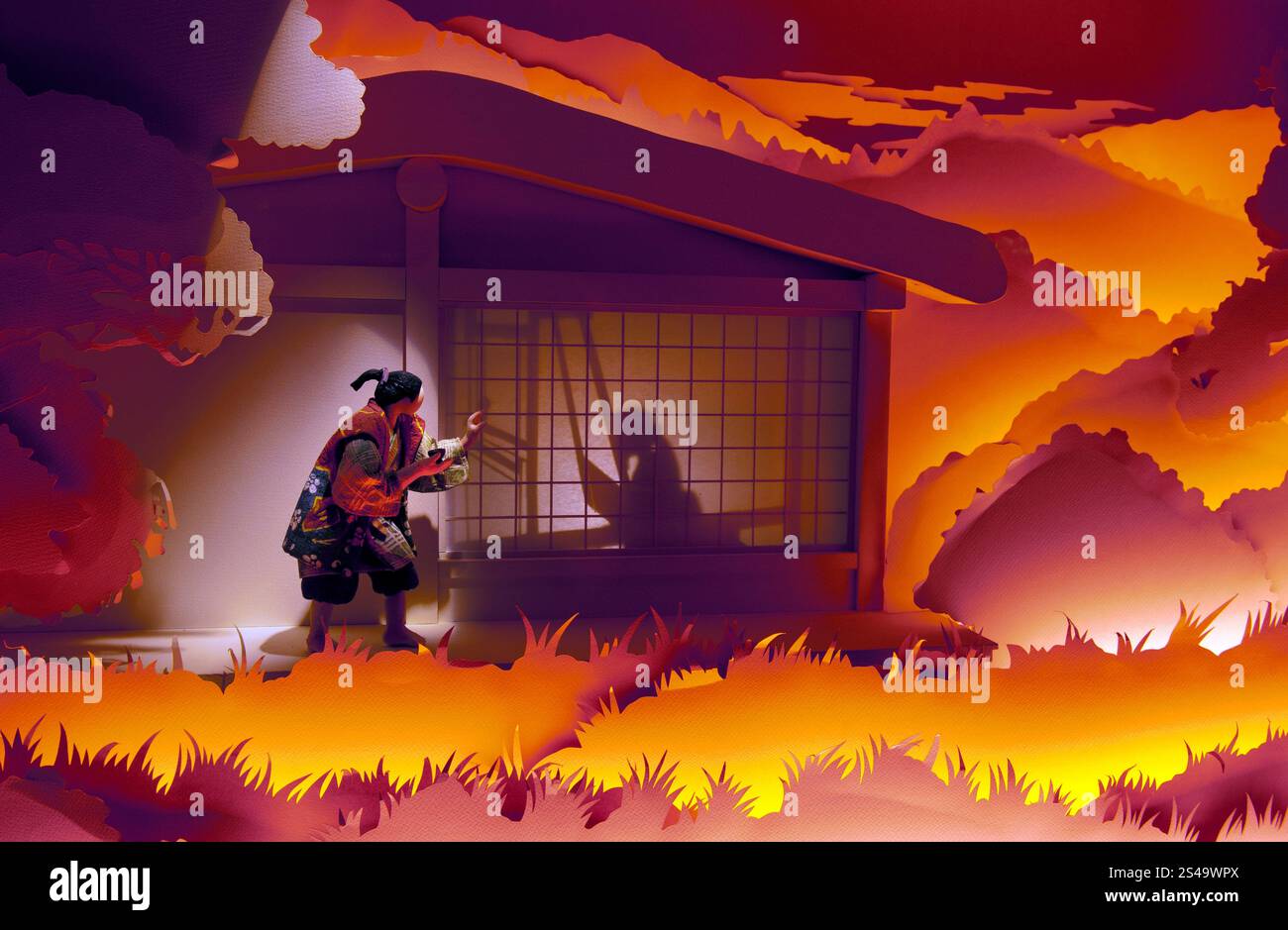 A diorama at the Kobe Lamp Museum depicting a scene from folklore using ...