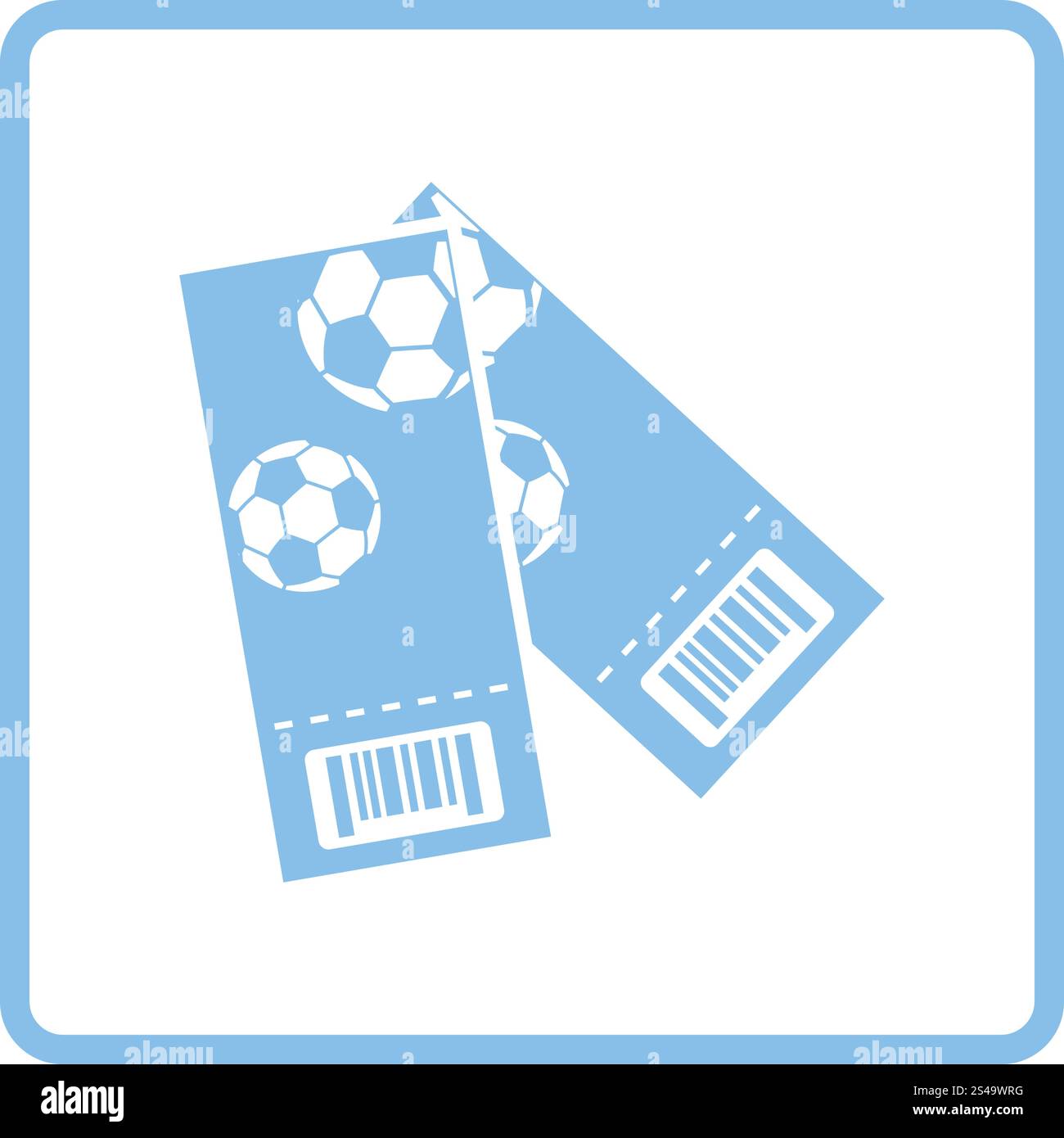 Two football tickets icon. Blue frame design. Vector illustration Stock ...