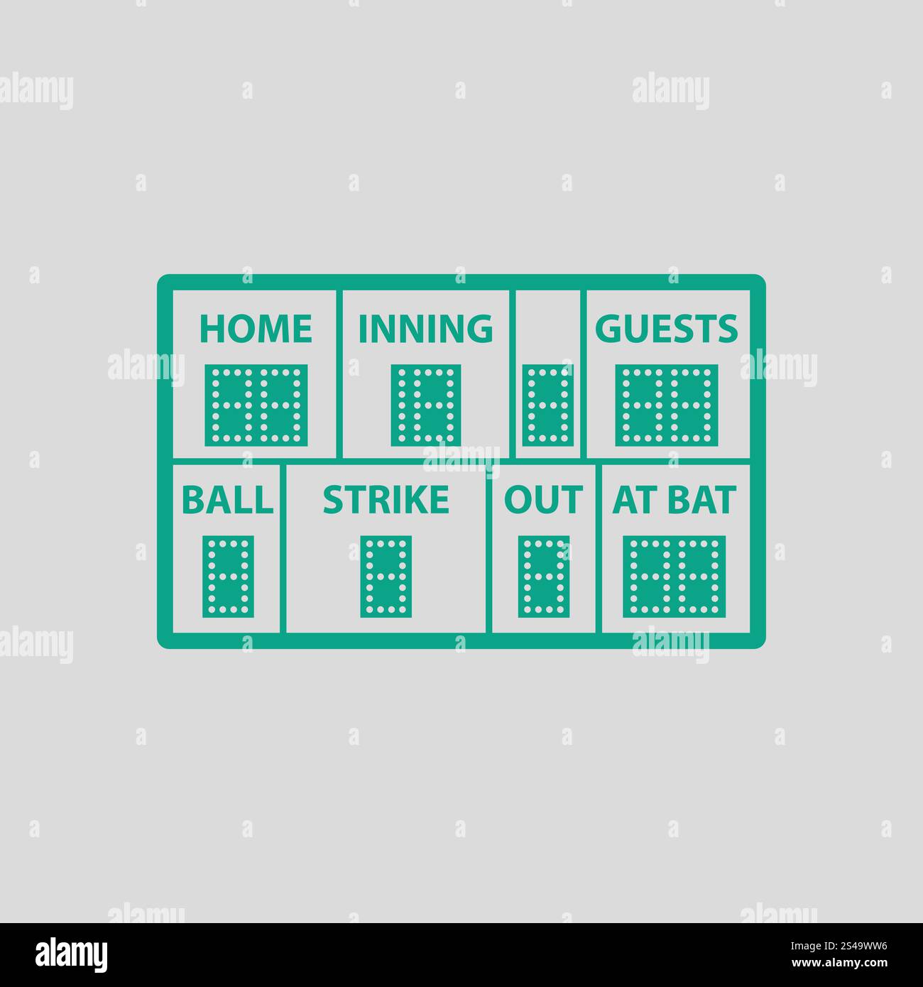 Baseball scoreboard icon. Gray background with green. Vector ...
