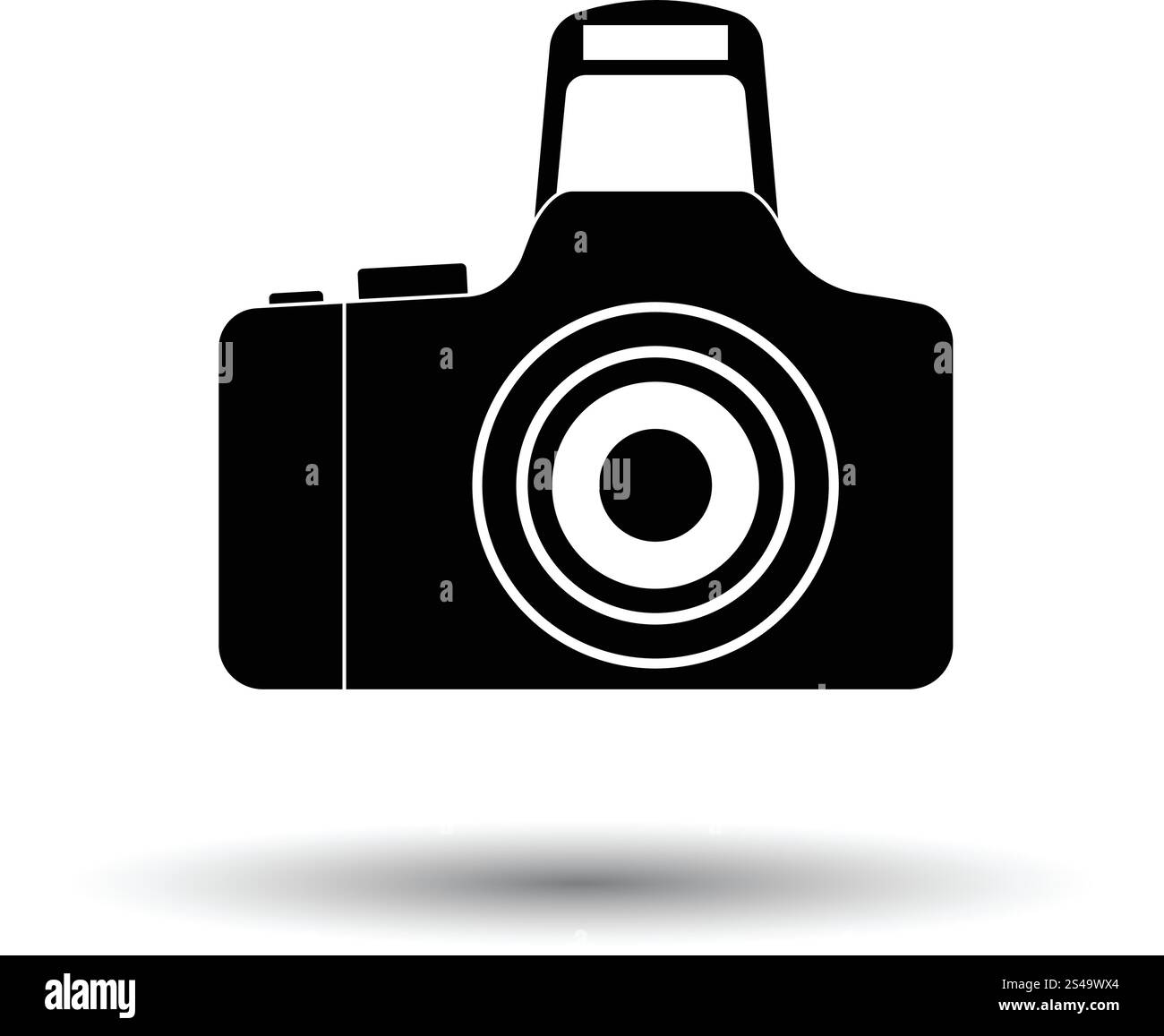 Icon of photo camera. White background with shadow design. Vector ...