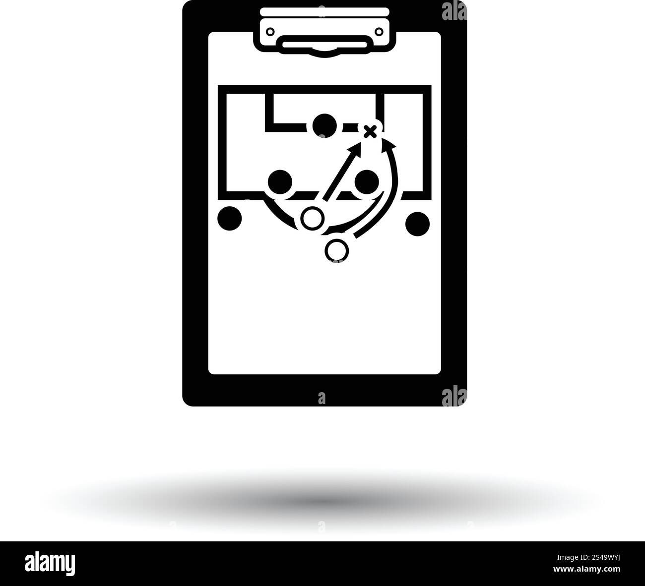 Soccer coach tablet with scheme of game icon. White background with ...