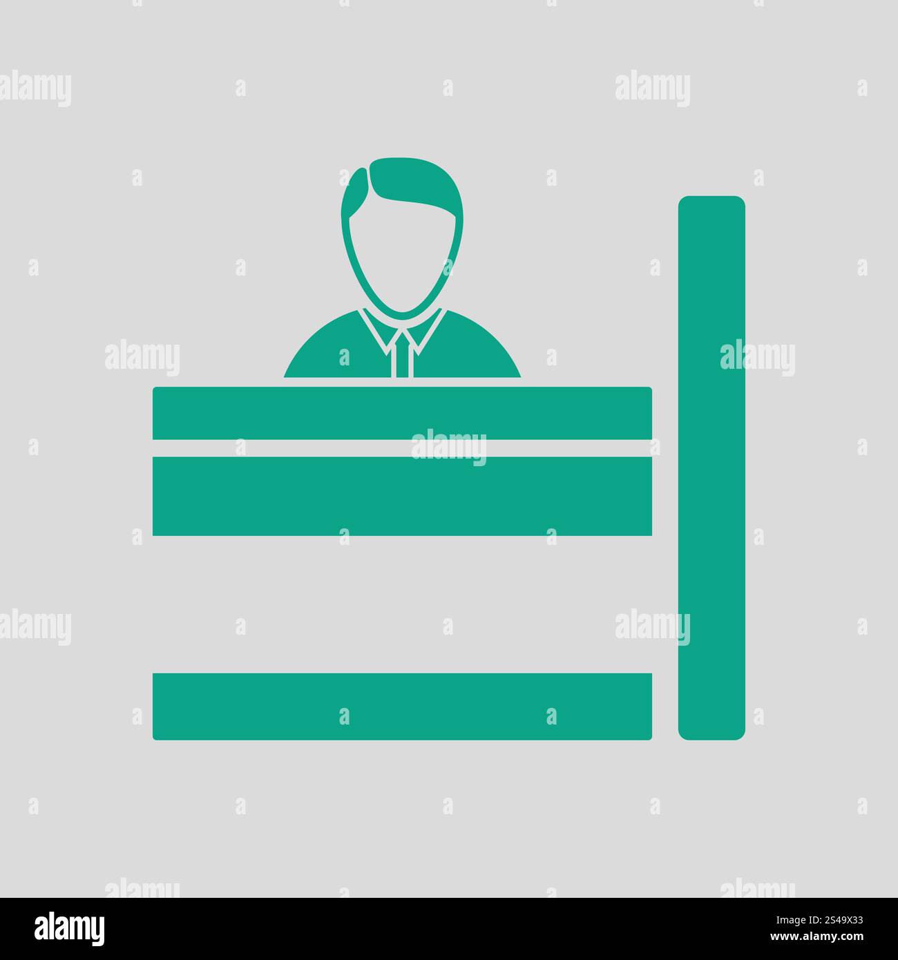 Bank clerk icon. Gray background with green. Vector illustration Stock ...