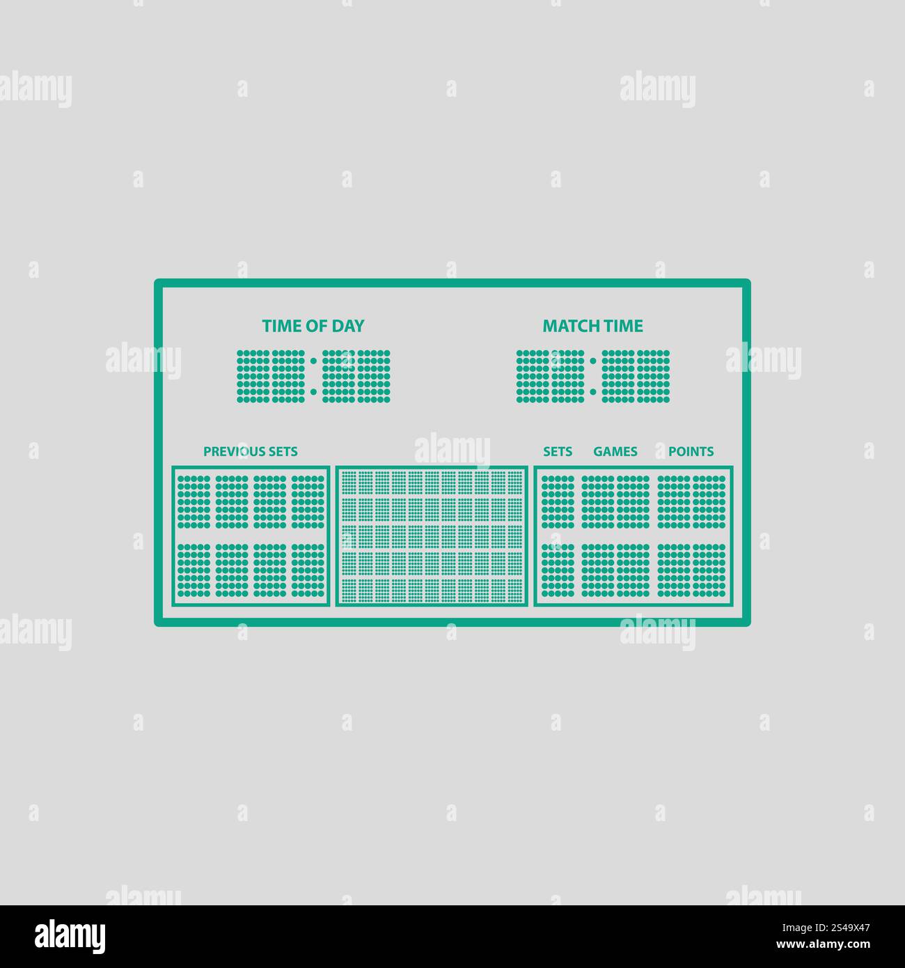 Tennis scoreboard icon. Gray background with green. Vector illustration ...