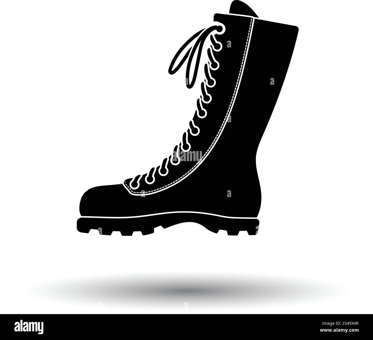 Hiking boot icon. White background with shadow design. Vector ...