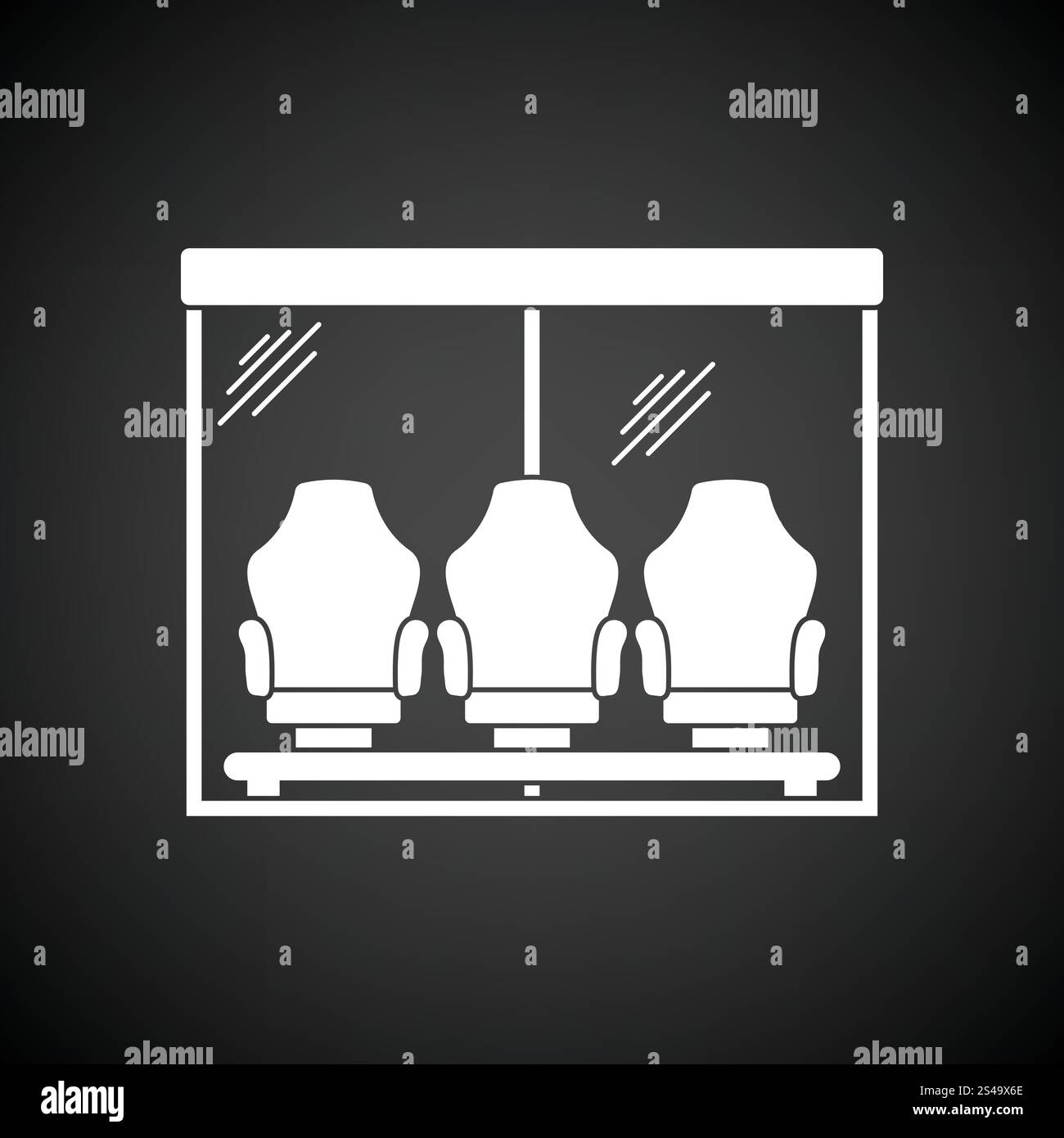 Soccer player's bench icon. Black background with white. Vector ...