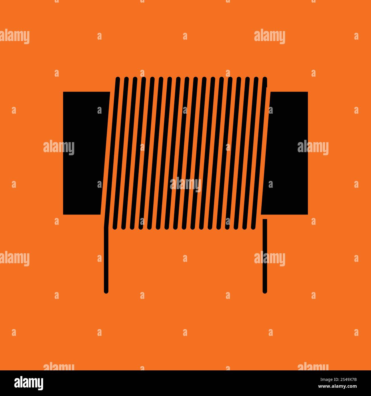 Inductor coil icon. Orange background with black. Vector illustration ...