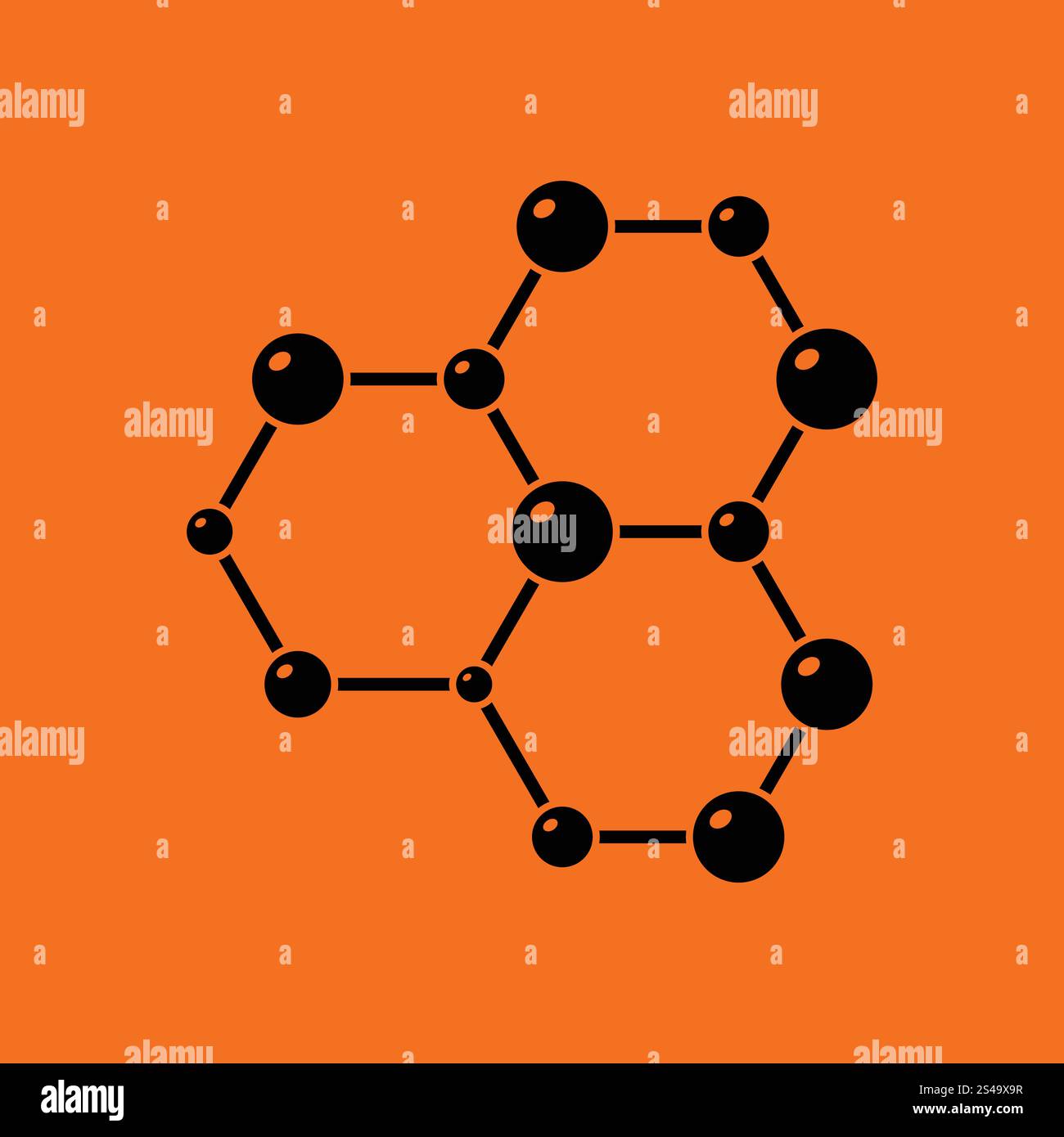 Icon of chemistry hexa connection of atoms. Orange background with ...