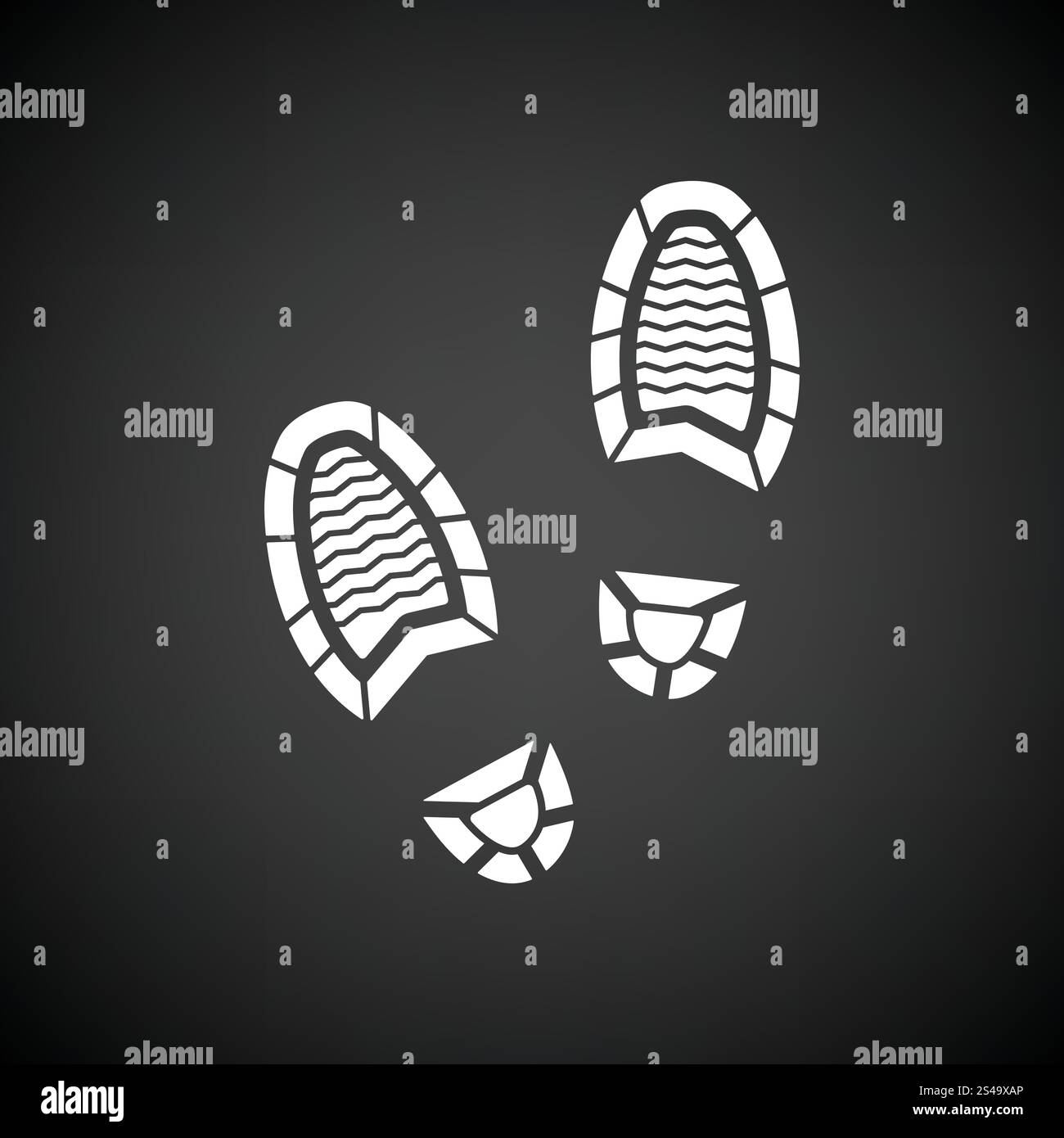 Man footprint icon. Black background with white. Vector illustration ...