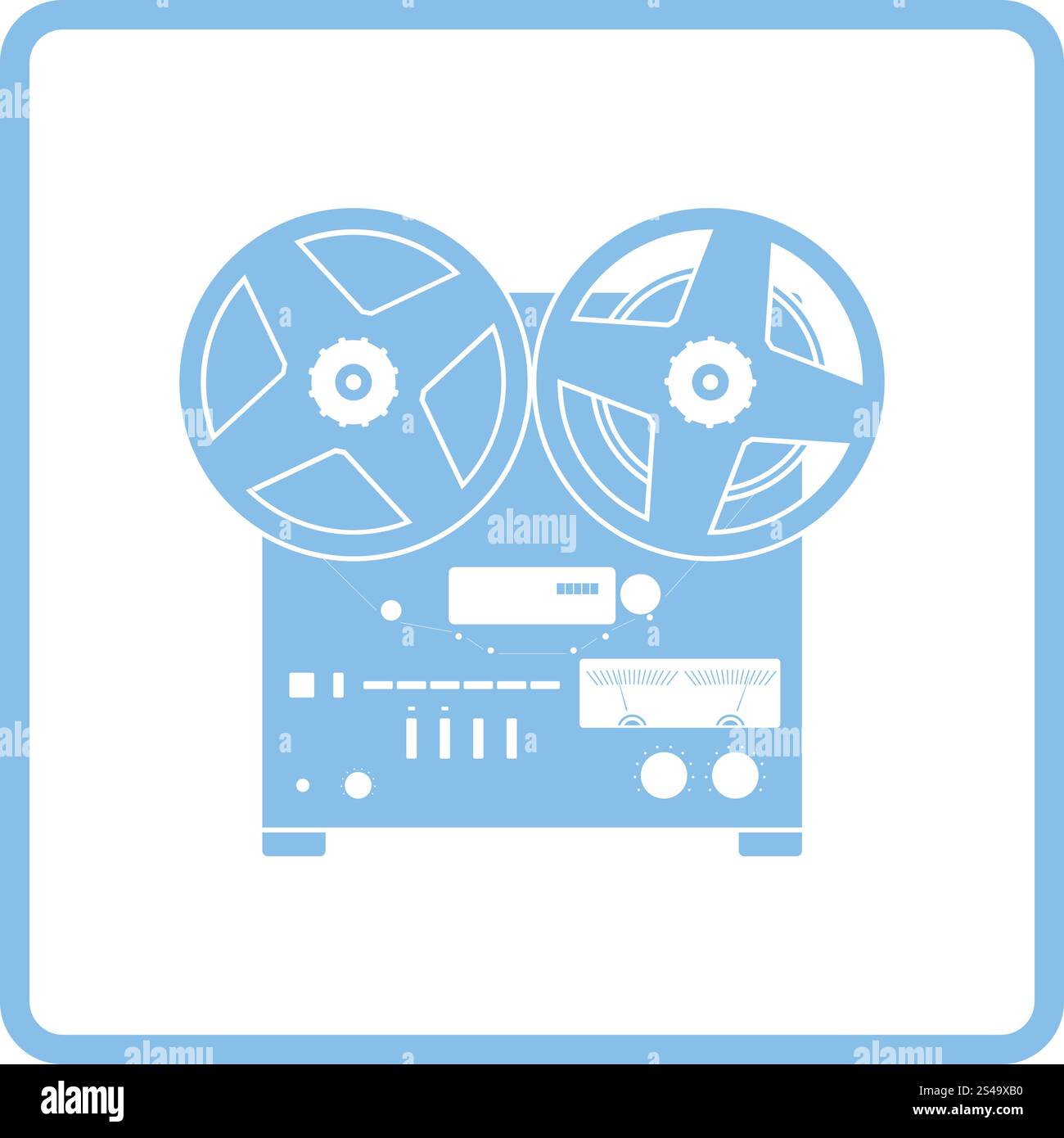 Reel tape recorder icon. Blue frame design. Vector illustration Stock ...