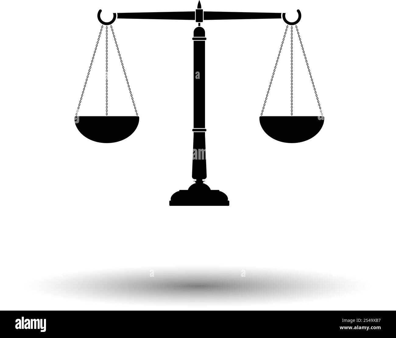 Justice scale icon. White background with shadow design. Vector ...