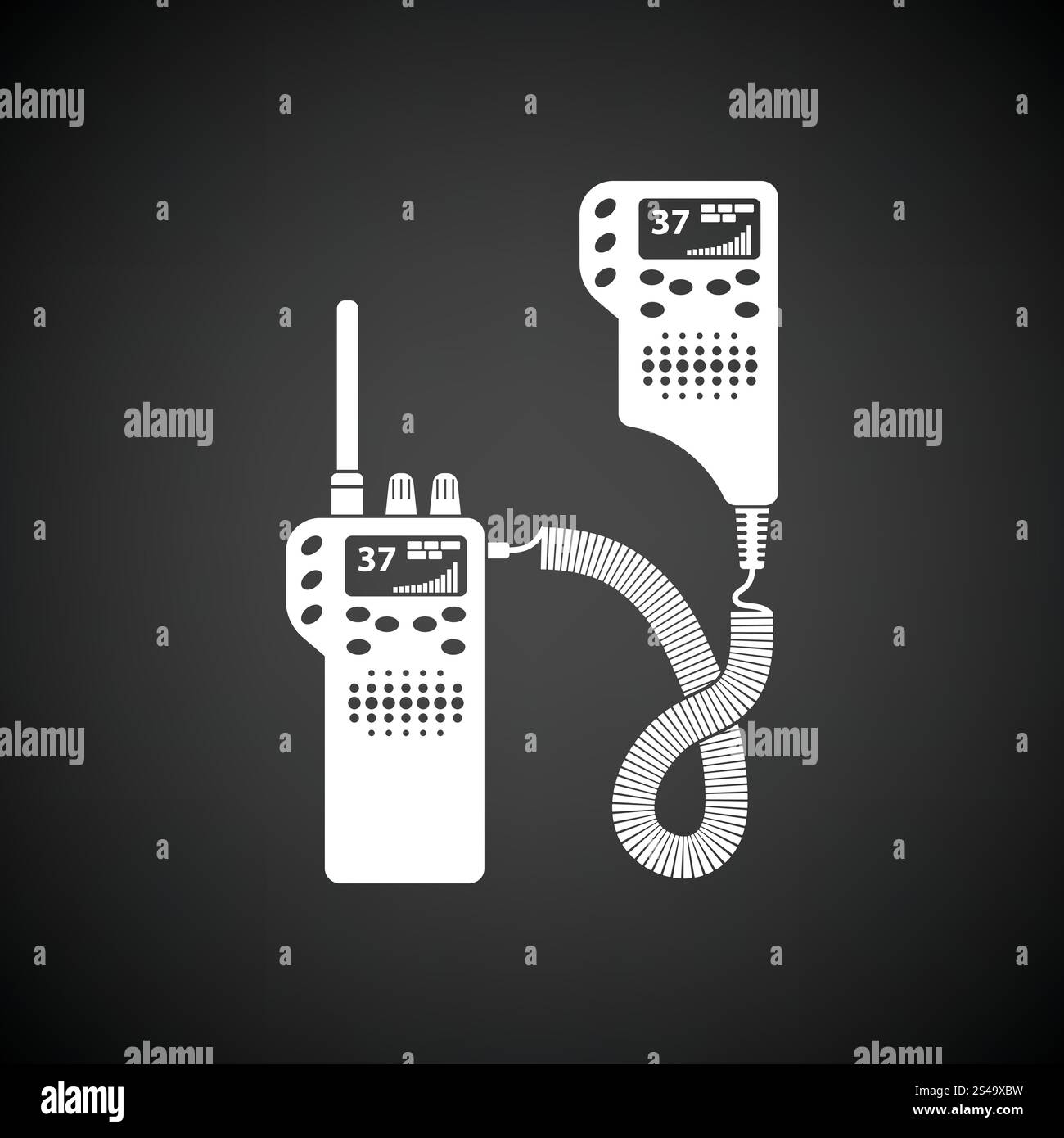 Police radio icon. Black background with white. Vector illustration ...