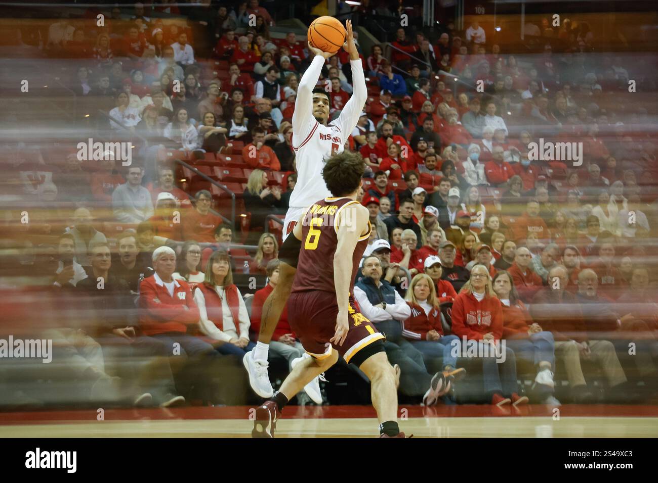 January 10, 2025: Wisconsin Badgers guard Daniel Freitag (5) takes a ...