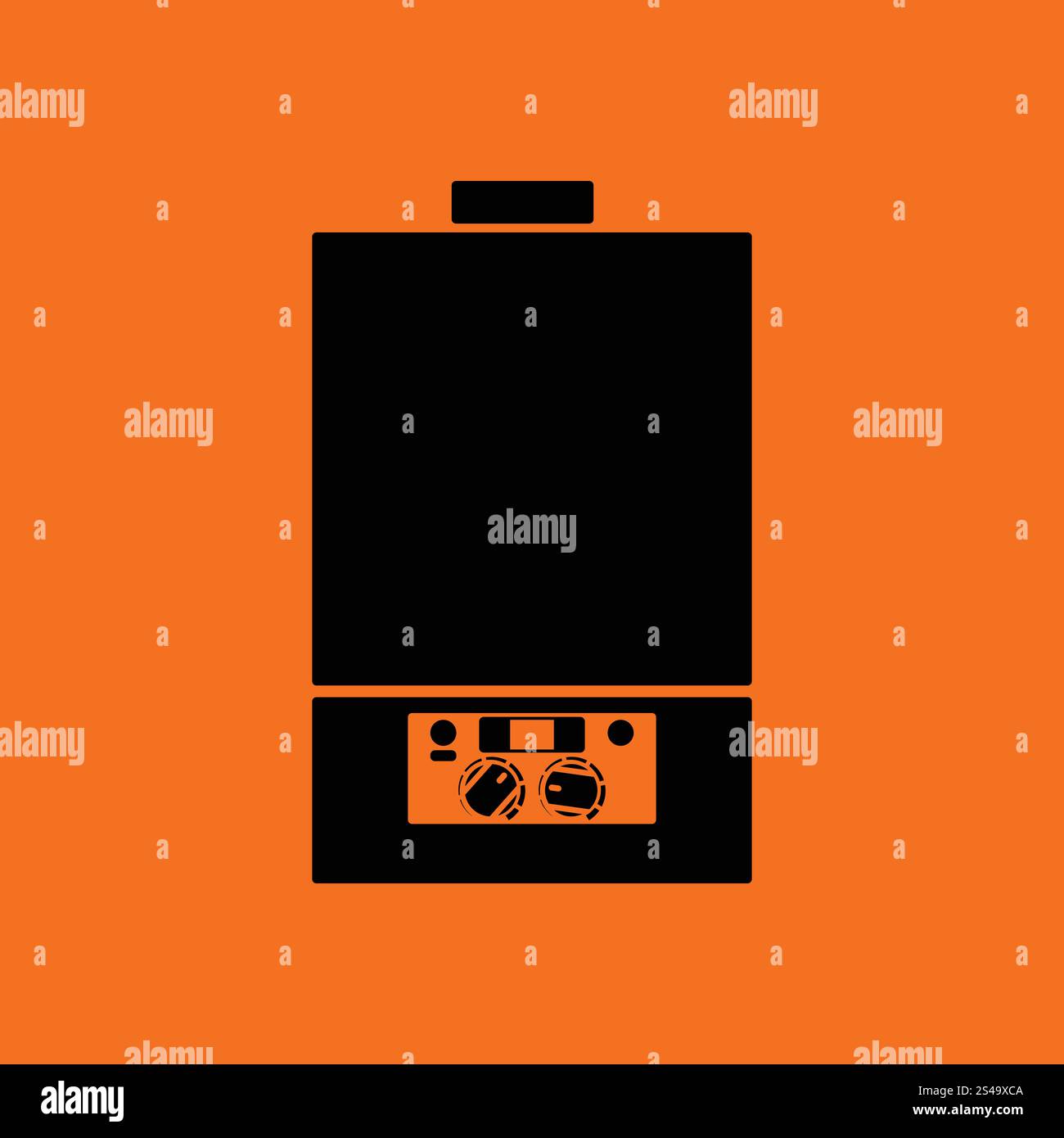Gas boiler icon. Orange background with black. Vector illustration ...