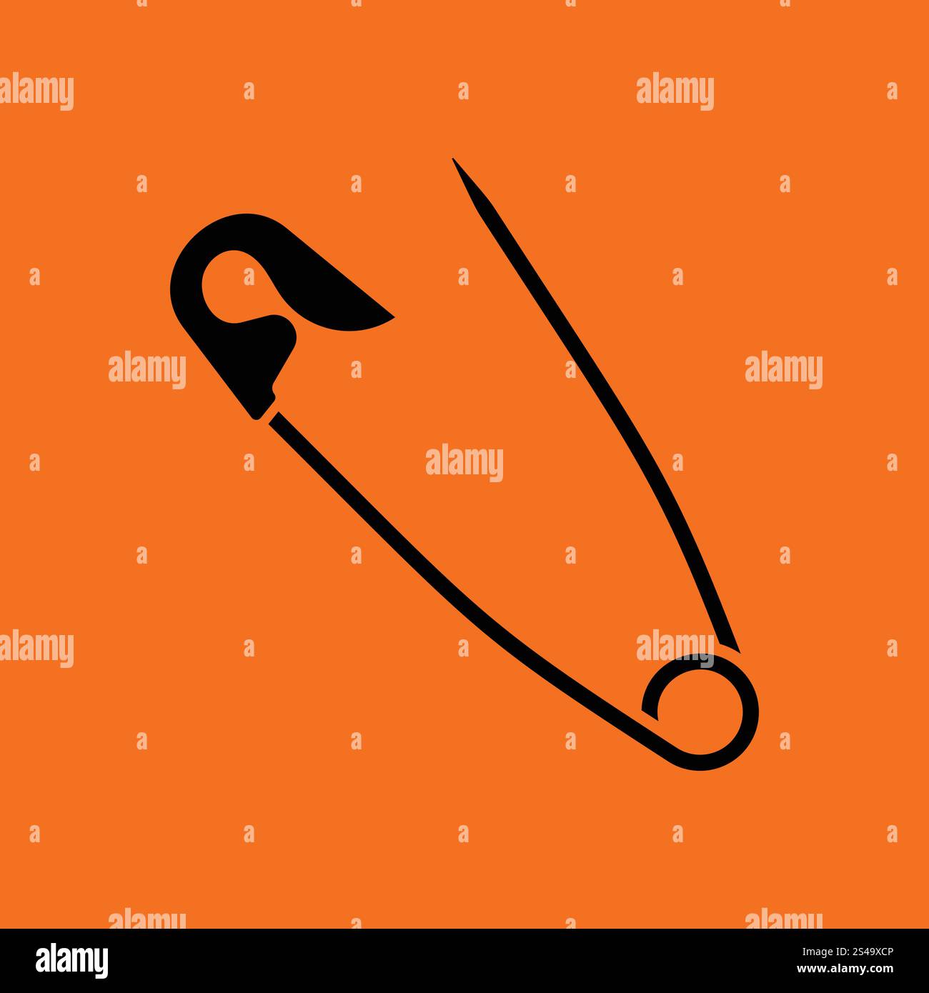 Tailor safety pin icon. Orange background with black. Vector ...
